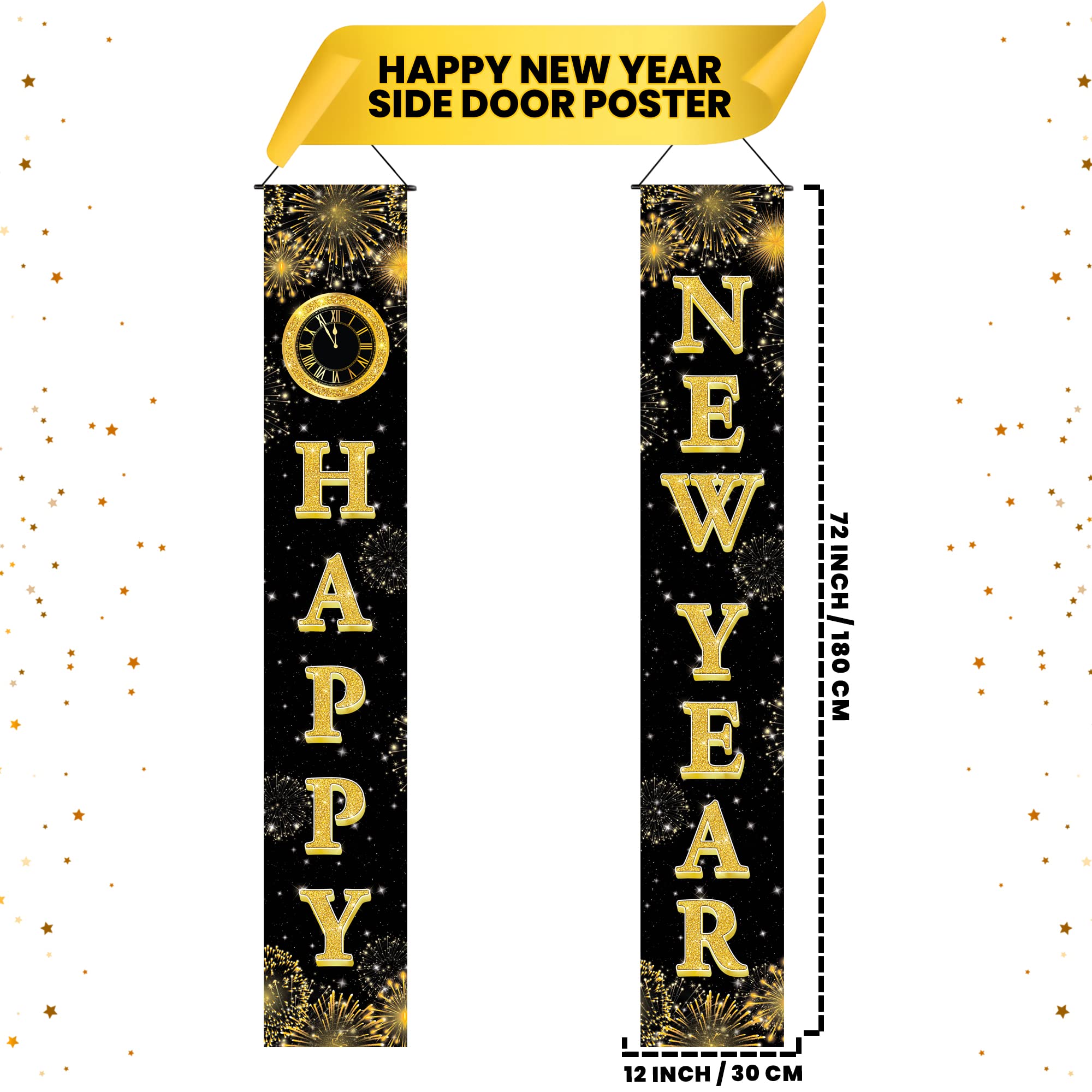 KatchOn, XtraLarge Happy New Year Door Banner – 72×12 Inch, New Year ...