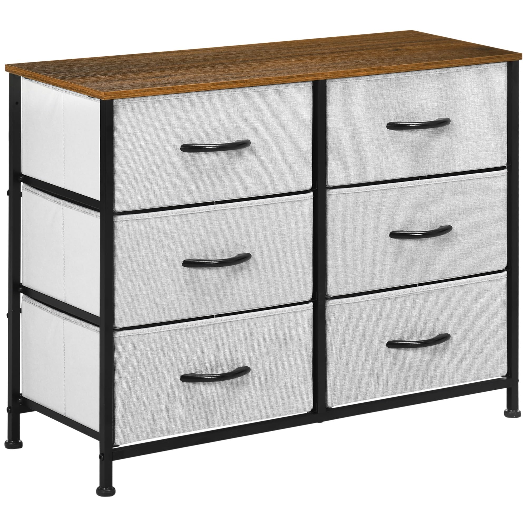 HOMCOM Fabric Chest of Drawers, Storage Drawers, Industrial Bedroom ...