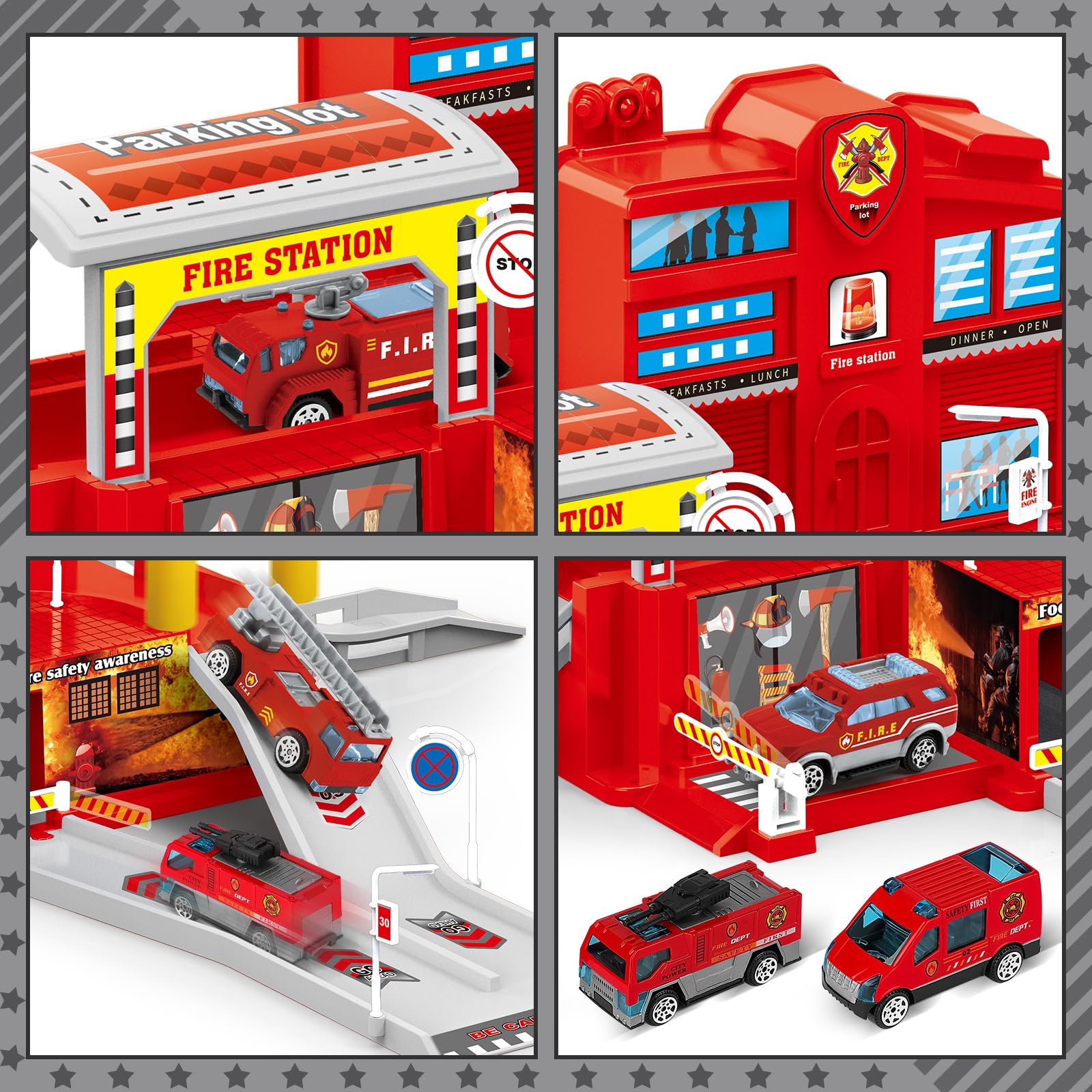 Snapklik.com : deAO Fire Station Playset Toys For Kids, Educational ...