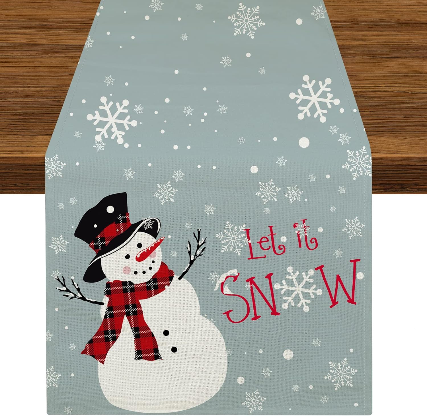 Amazon.com: Christmas Winter Snowman Table Runner Snowflake Let It Snow ...