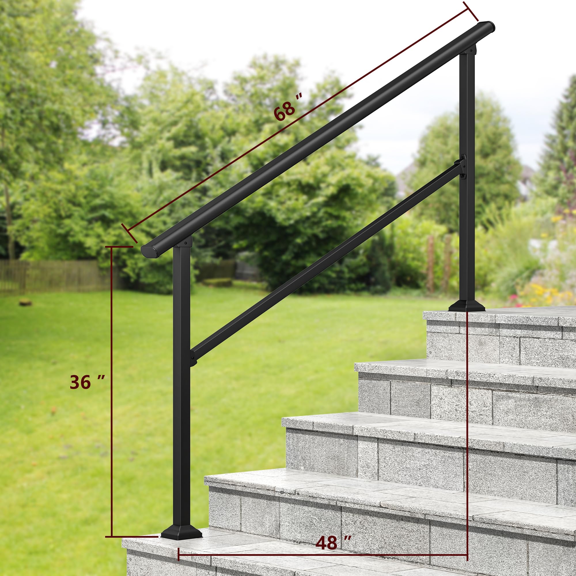 Snapklik.com : 2 Pack 5 Step Hand Rails For Outdoor Steps, Wrought Iron ...