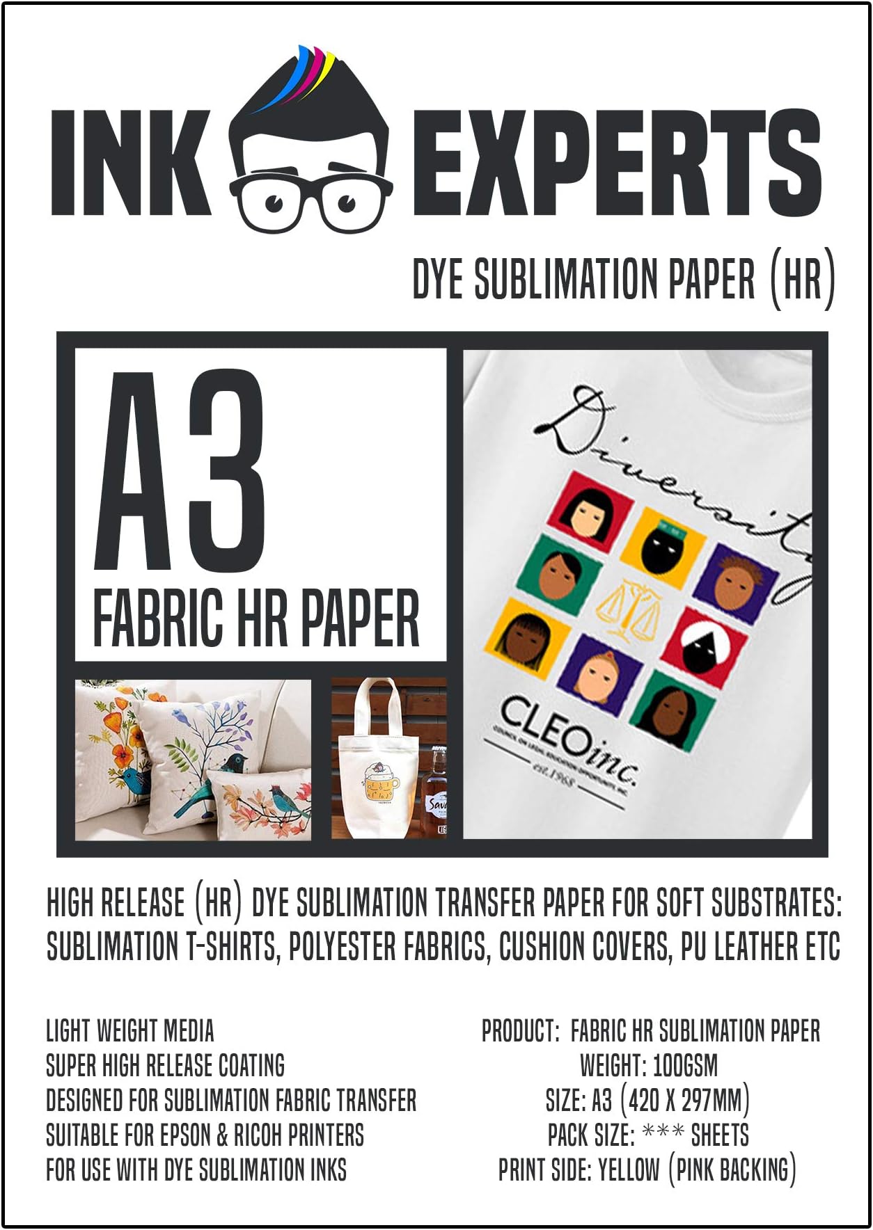 Ink Experts 100gsm Platinum A4 Premium High Release Dye Sublimation ...