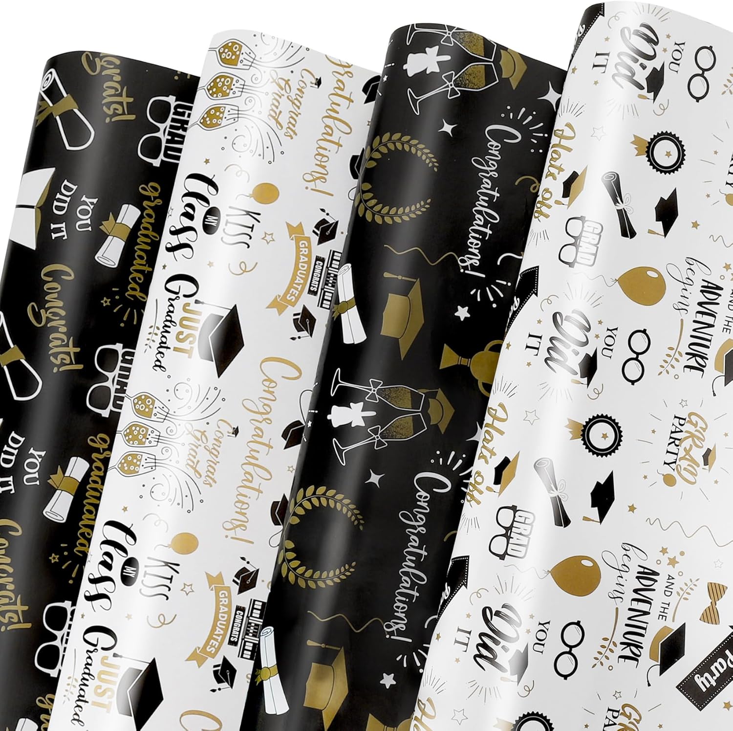 Amazon.com: Graduation Wrapping Paper 12 Sheets Black and White Gift ...