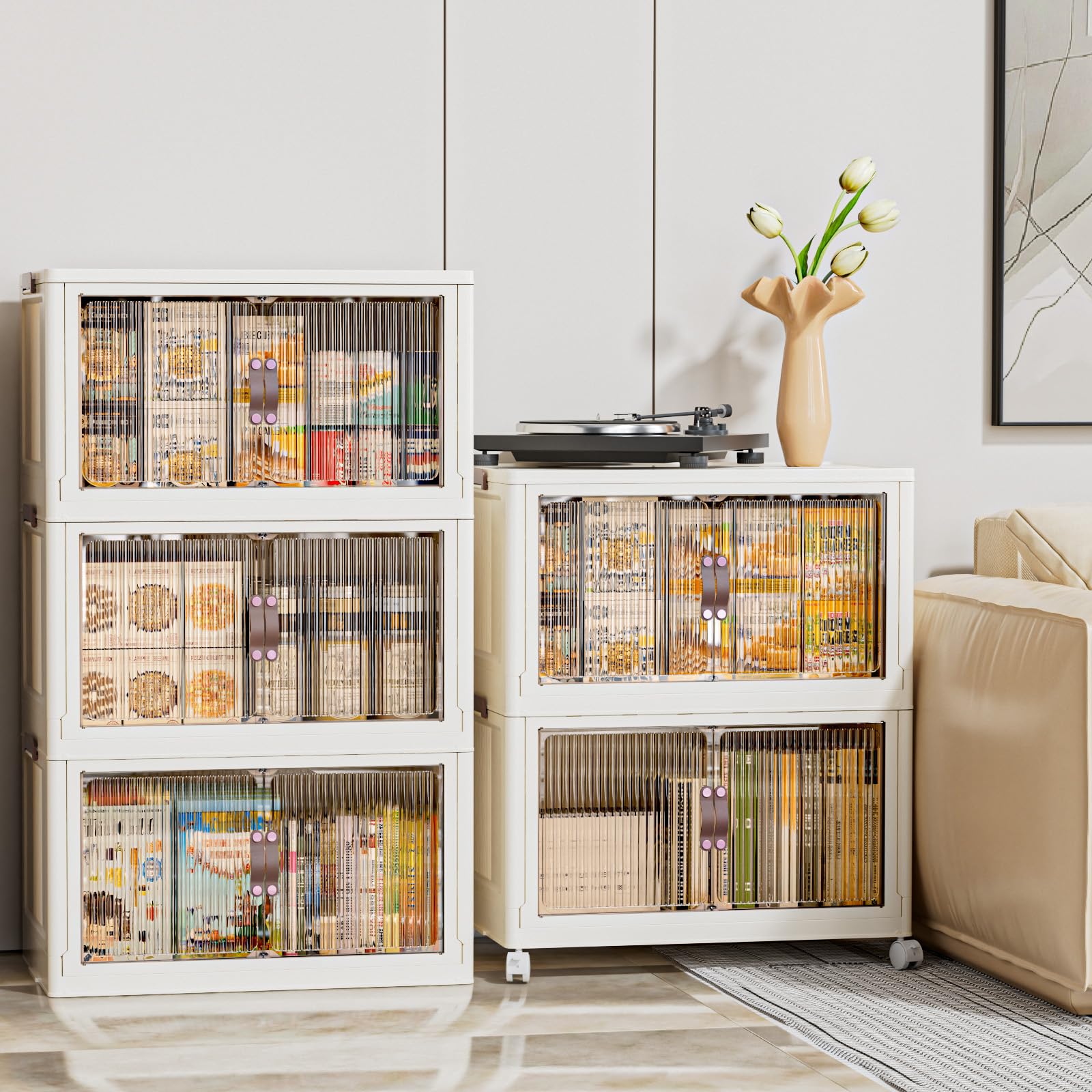 YFXCVSL 102QT Collapsible Storage Bins with Lids - Plastic Bins with ...