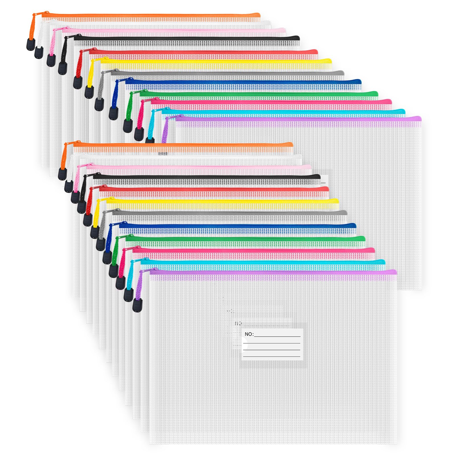 Amazon.com : AUSTARK 24PCS Plastic Mesh Zipper Pouch Bags, Zipper File ...