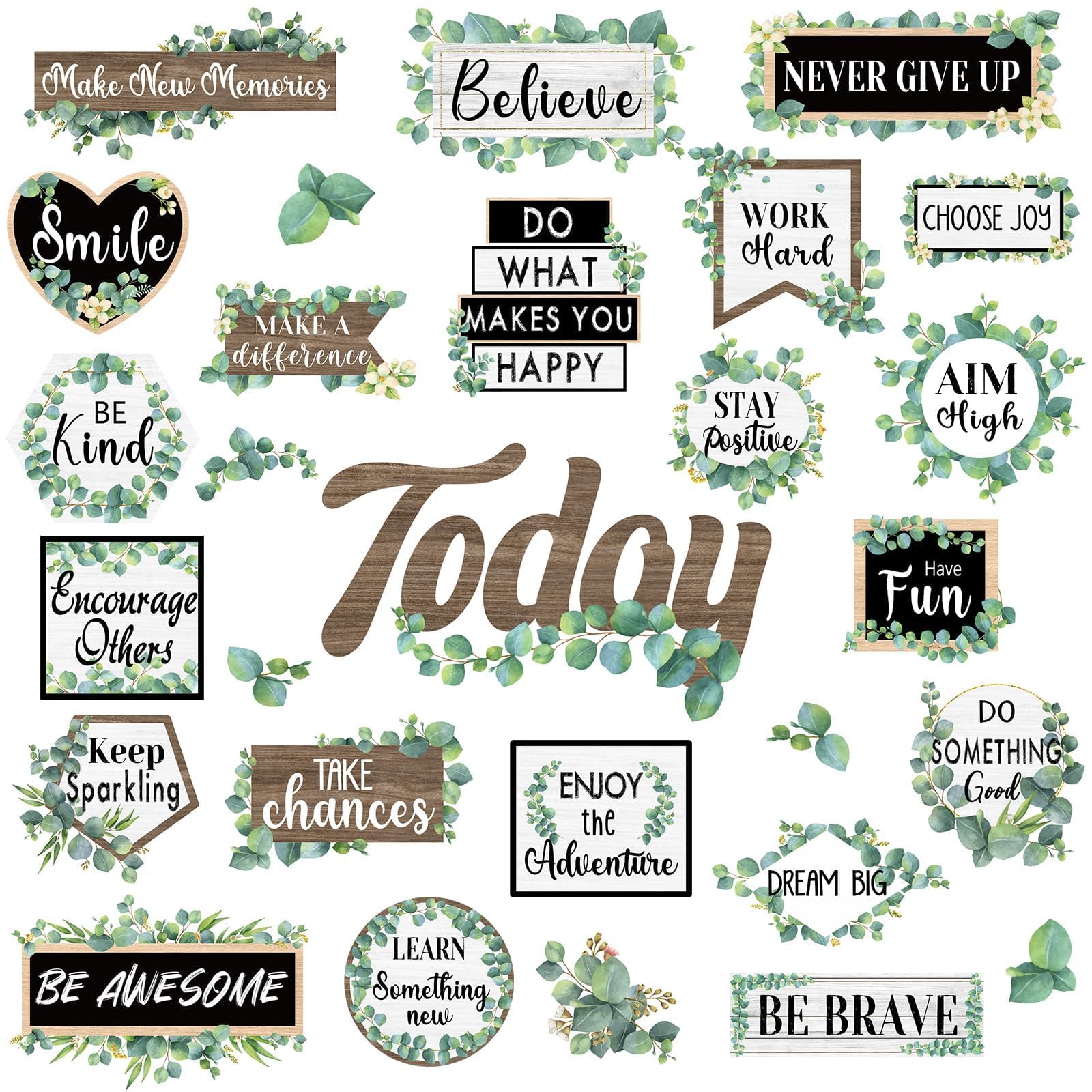 Amazon.com: VABAMNA Eucalyptus Classroom Decor, Geenery Affirmation ...