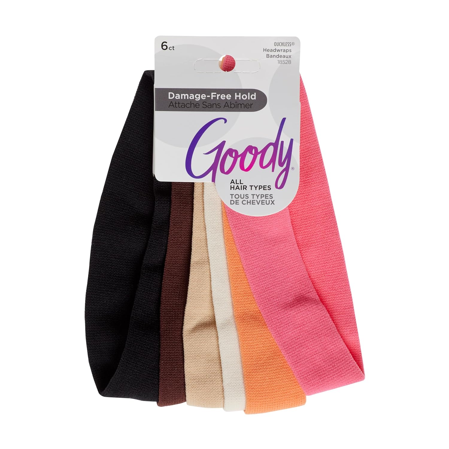Amazon.com : GOODY Basic Head Wraps - 6 Ct, Warm Tones, Damage-Free ...