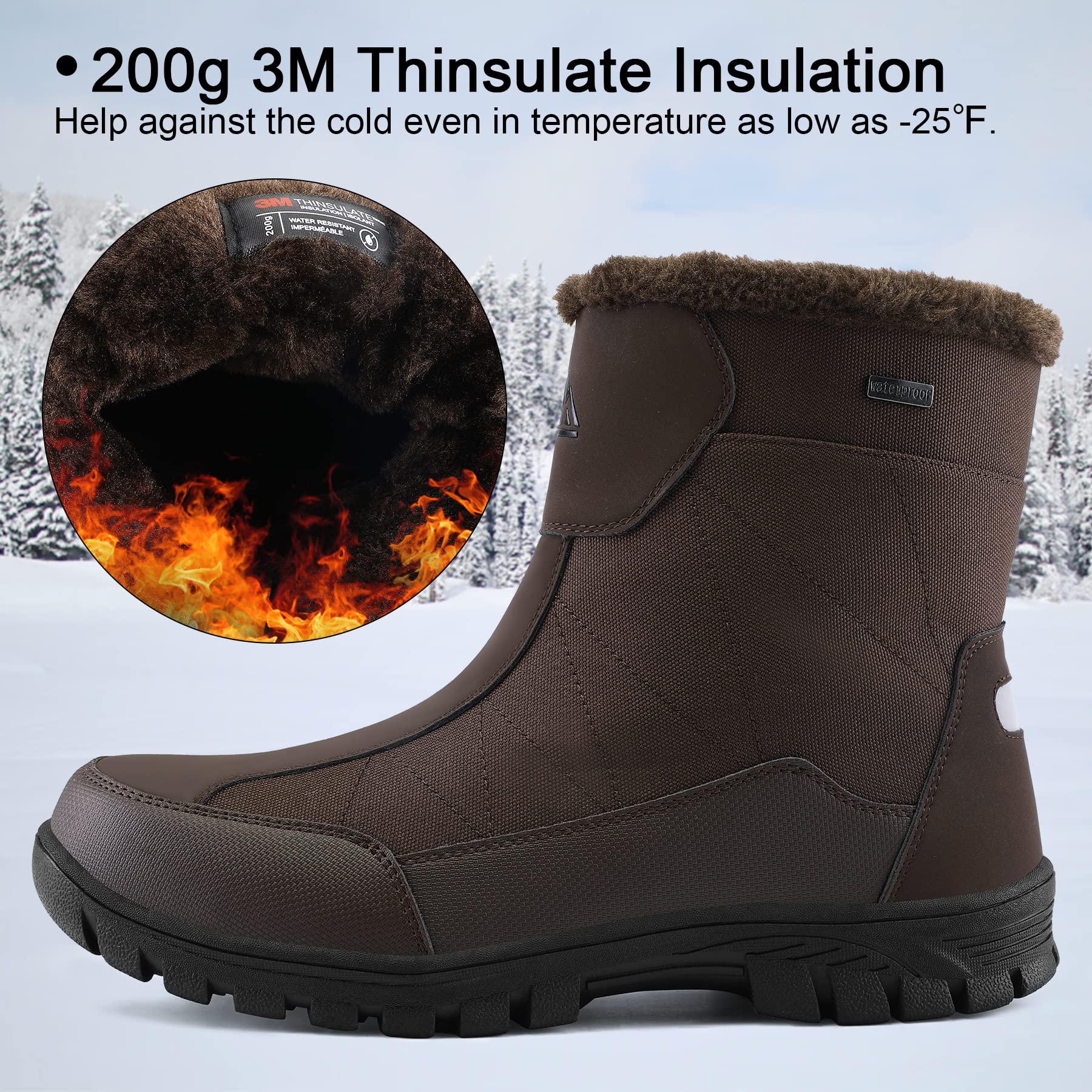Snapklik.com : Mysoft Mens Insulated Winter Snow Boots Waterproof Fur ...