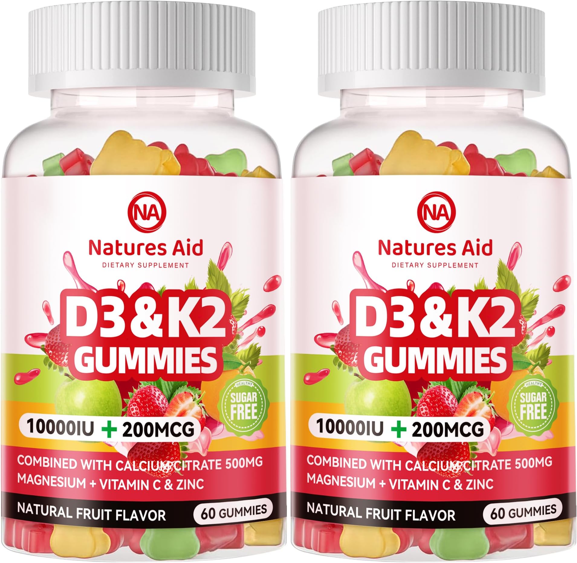 Amazon.com: Natures aid Sugar-Free Vitamin D3 K2 Gummies with Calcium ...