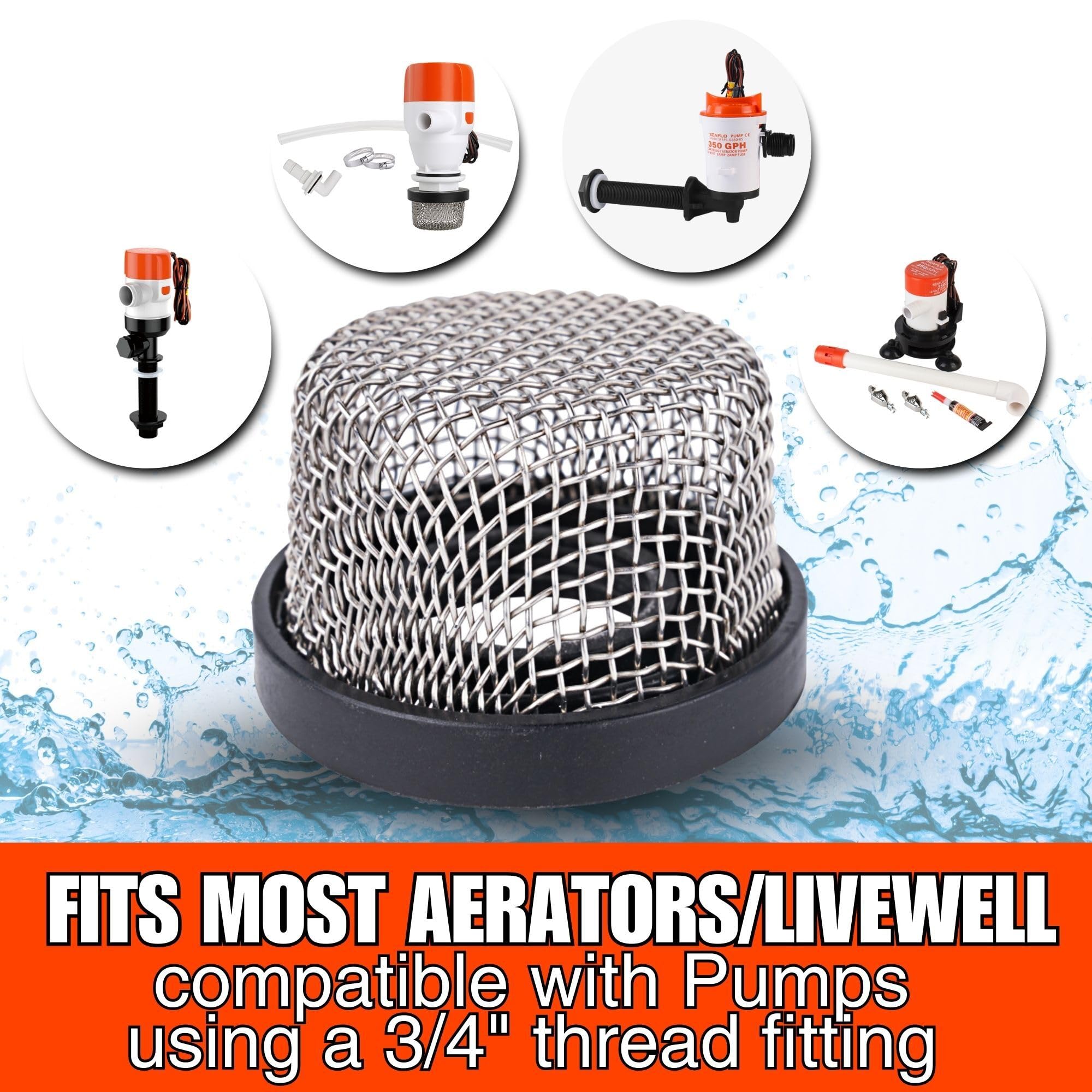 Snapklik.com : SEAFLO Stainless Steel Mesh Strainer 34 Inch-14 Aerator ...