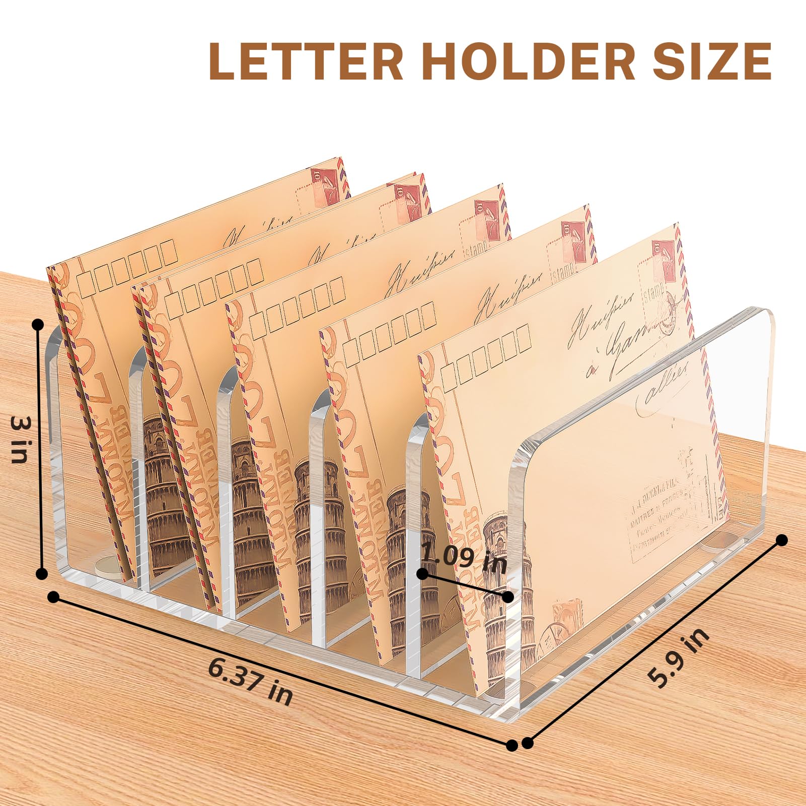 Snapklik.com : 5 Section Mail Organizer, Clear Acrylic Letter Organizer ...