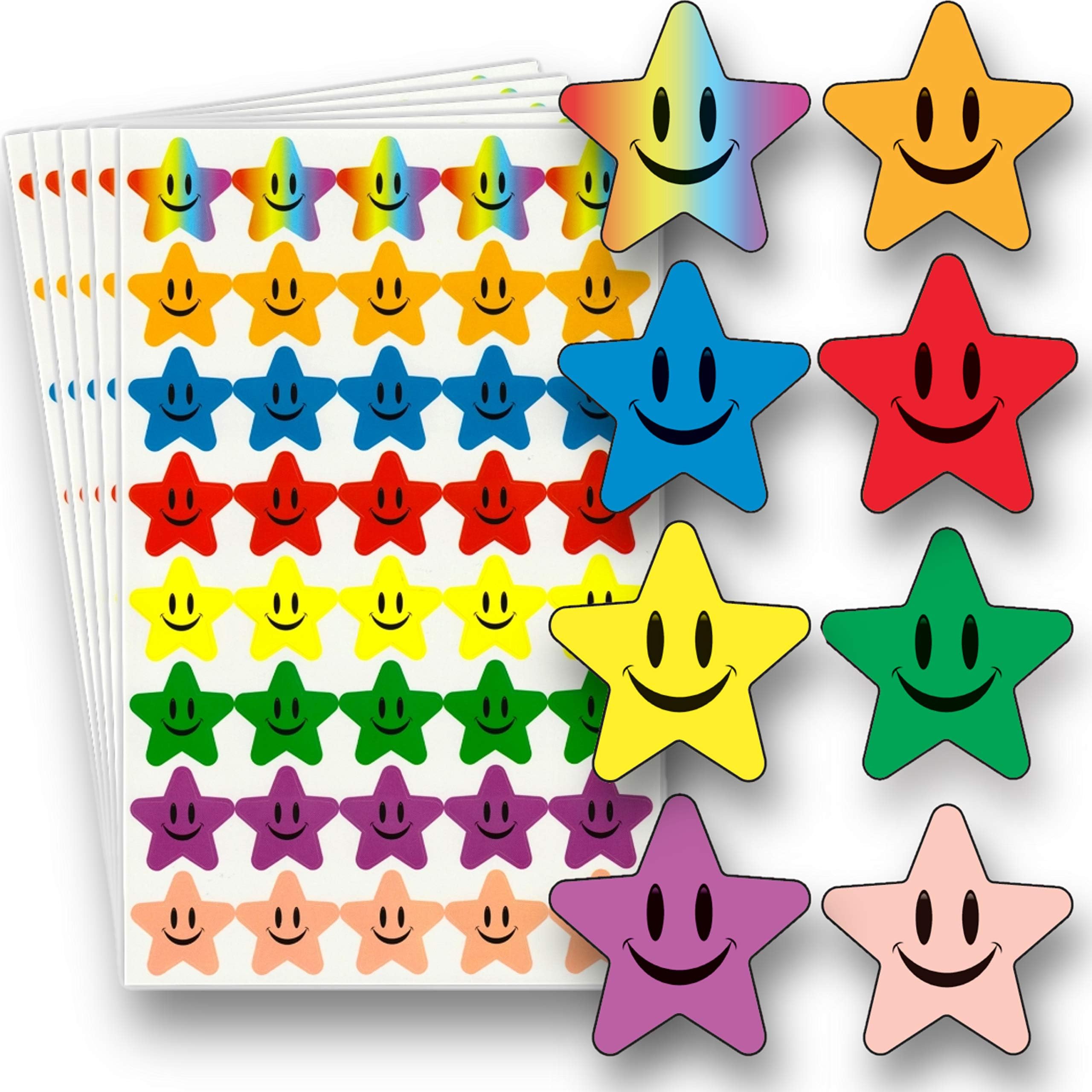 Star Stickers for Reward Chart - 200 Sticky Coloured Smiley Face Stars ...