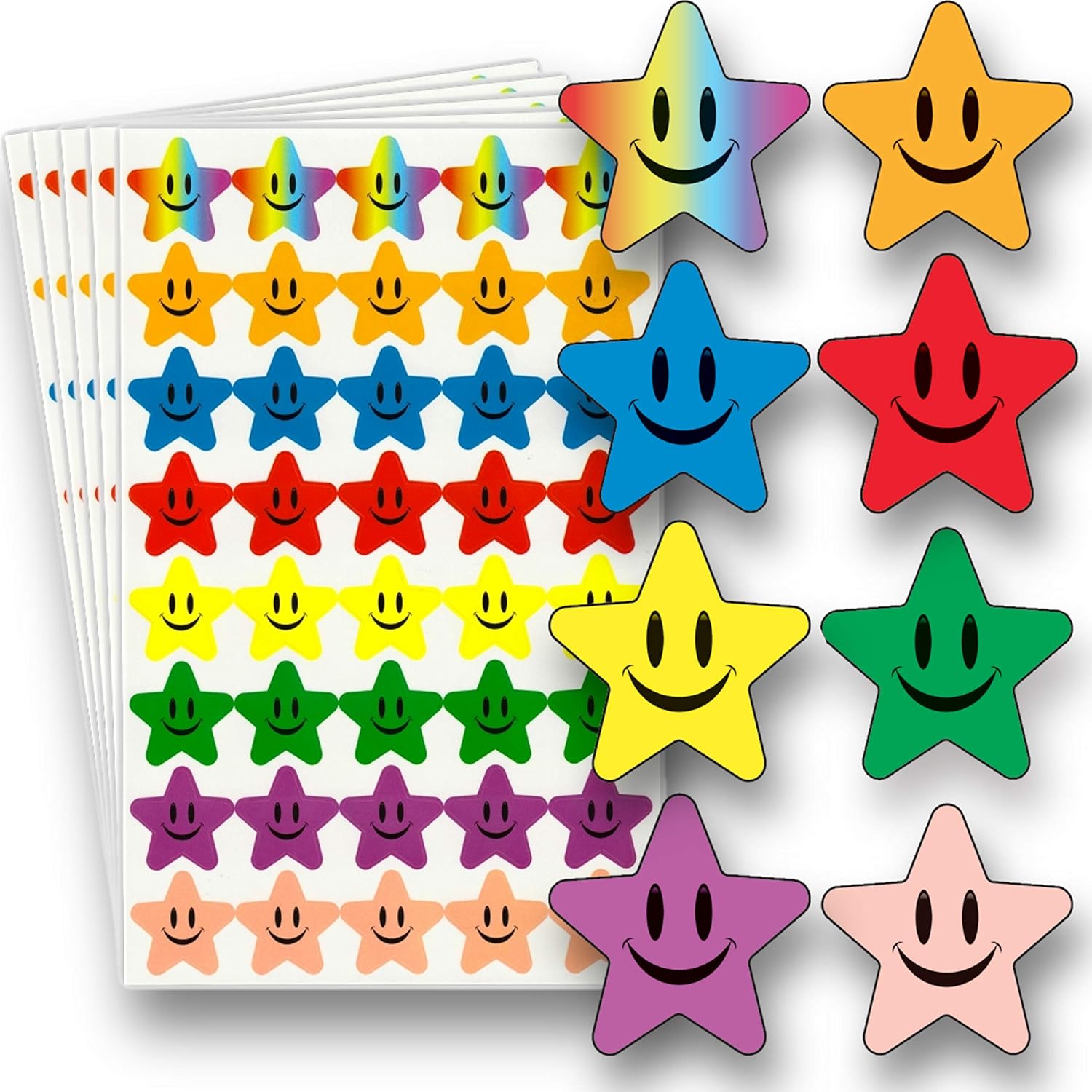 Star Stickers for Reward Chart - 200 Sticky Coloured Smiley Face Stars ...