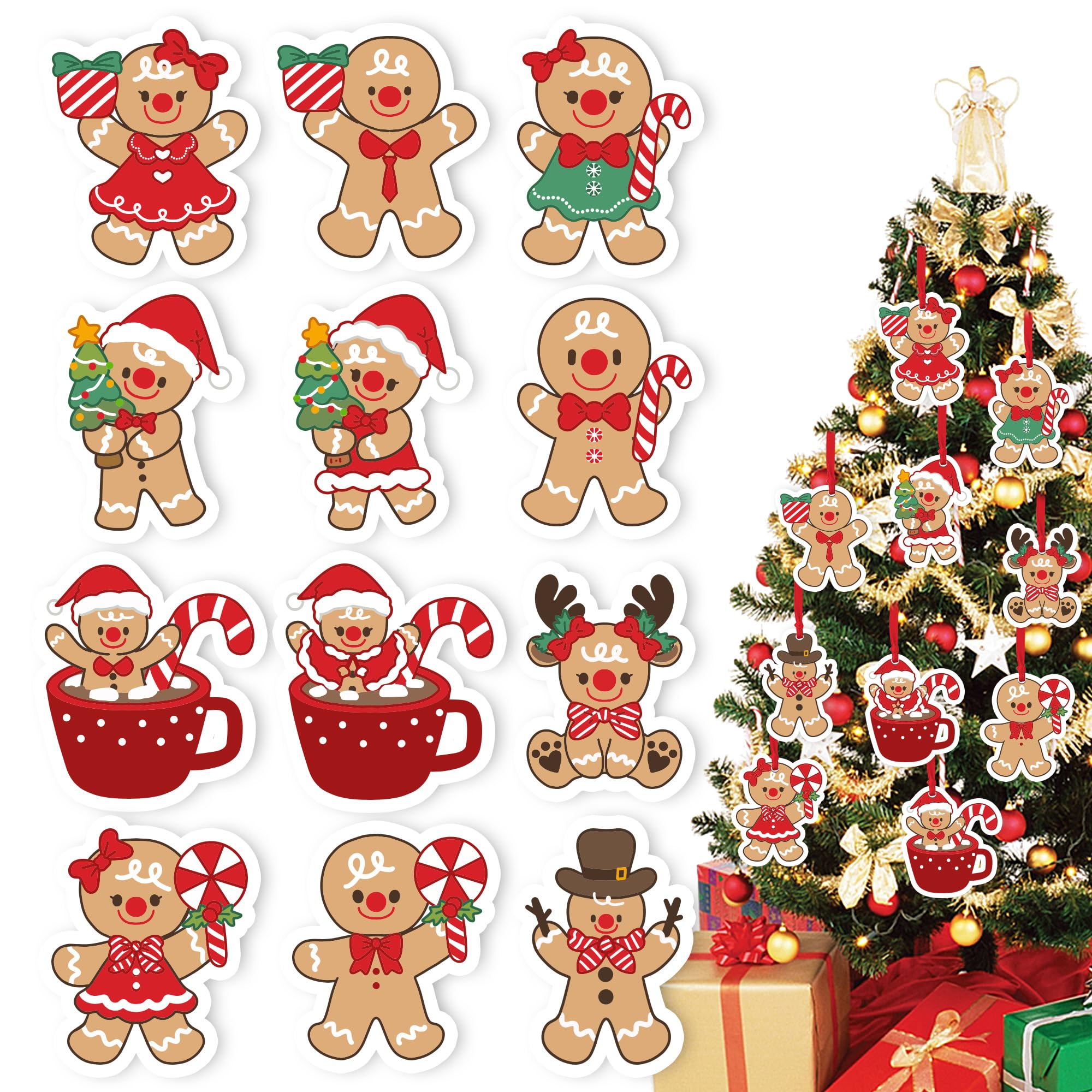 Amazon.com: 12Pcs Gingerbread Man Christmas Ornaments, Gingerbread ...