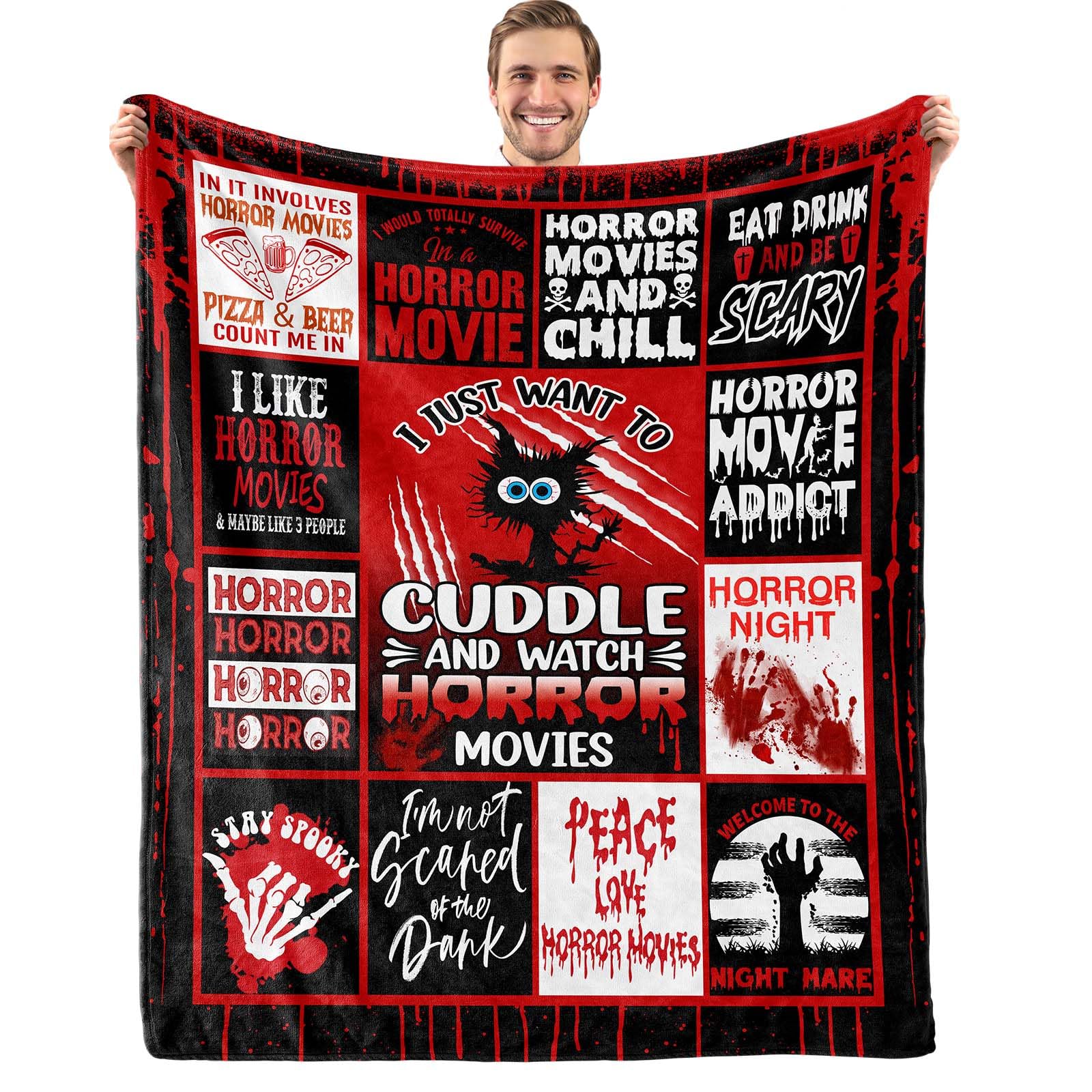 Amazon.com: MACOIOR Horror Movie Gifts, Halloween Horror Movie Blanket ...