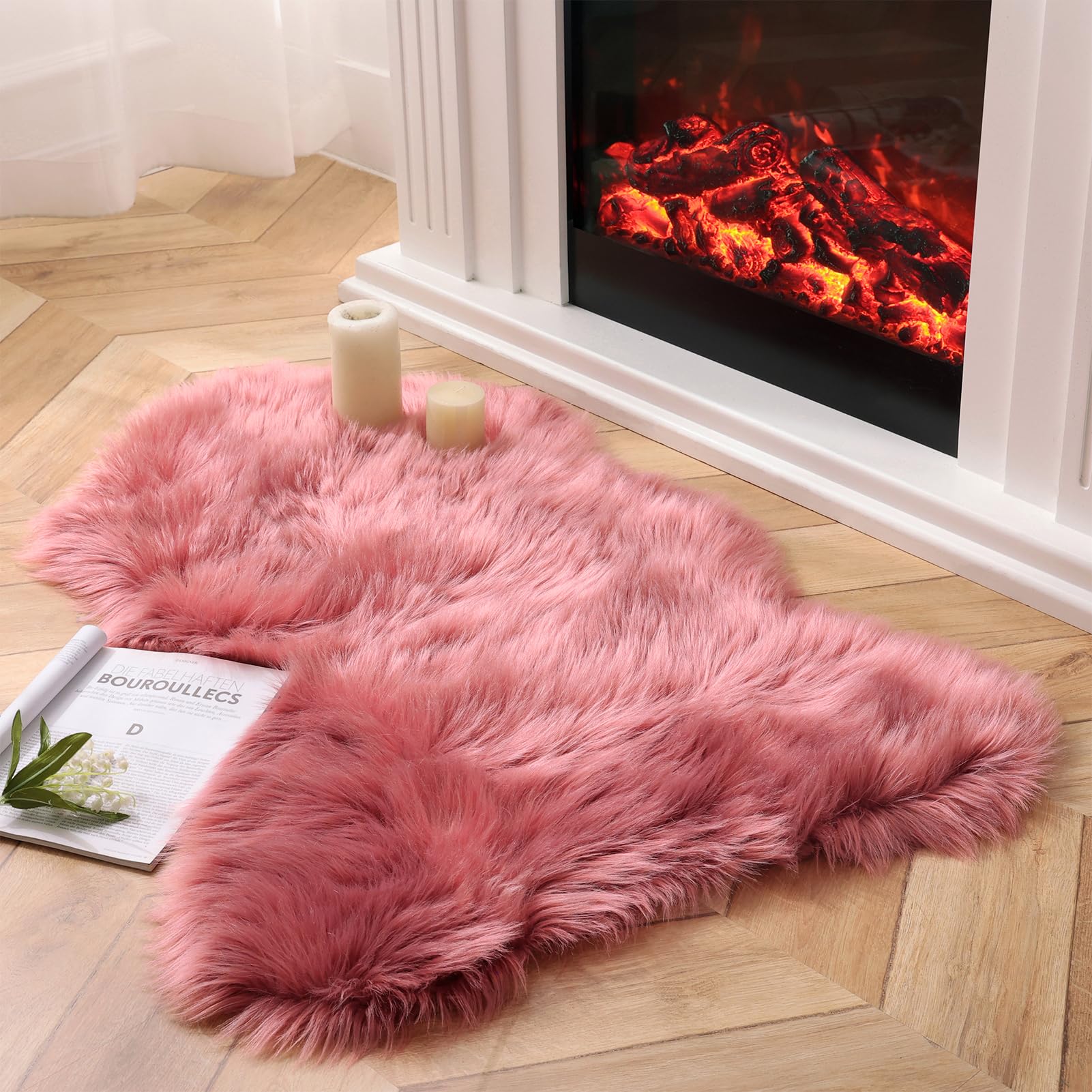 Amazon.com: Ashler Faux Fur Rug, Fluffy Shaggy Area Rug Ultra Soft 2 x ...