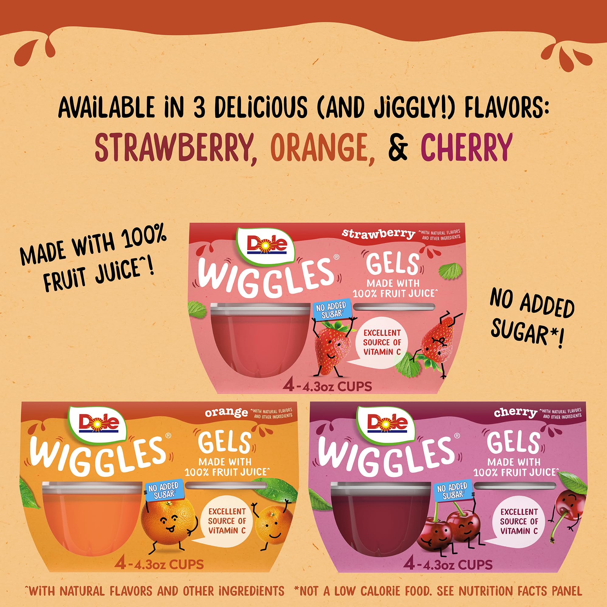 Snapklik.com : Dole Wiggles No Sugar Added Orange Fruit Juice Gels Snacks