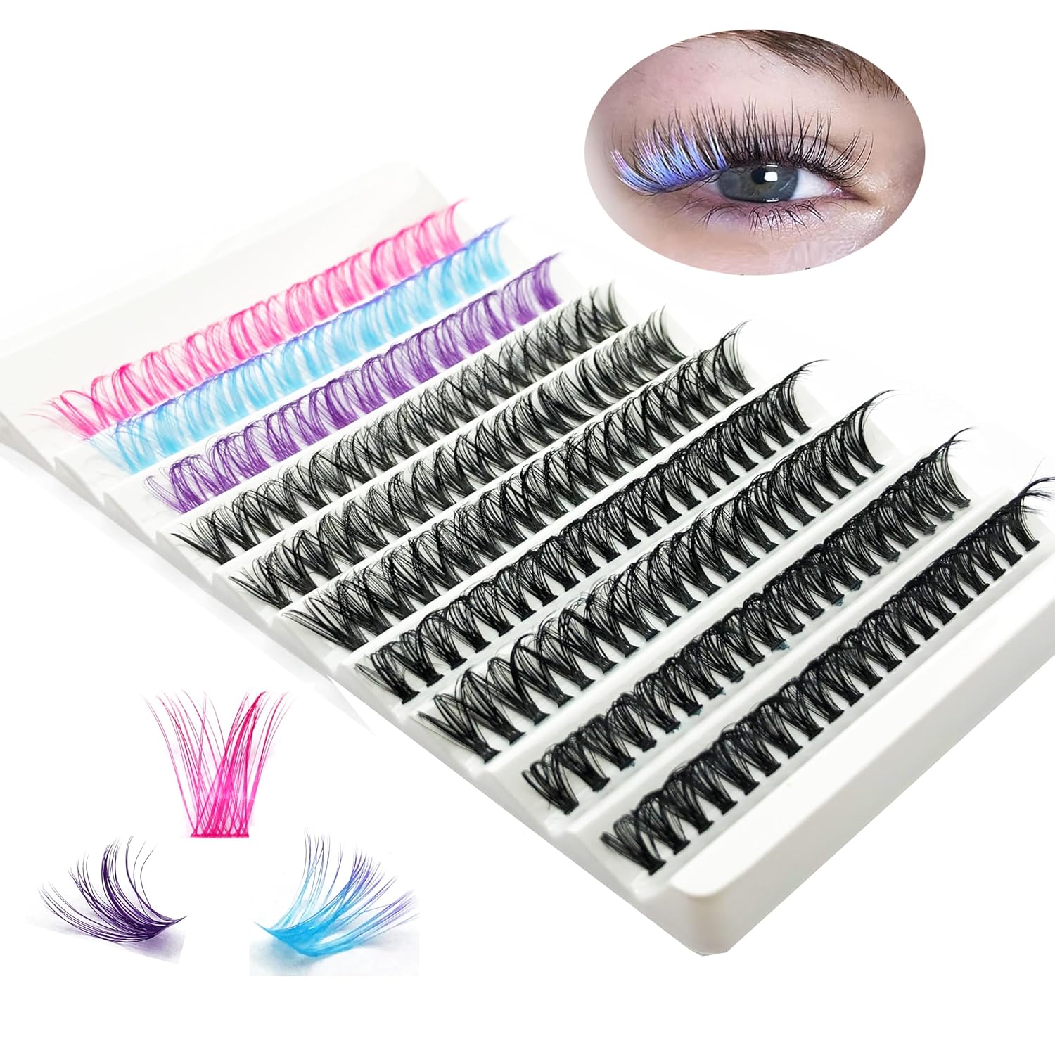 Amazon.com: Individual Lash Clusters 40D DIY Colored Individual Lashes ...
