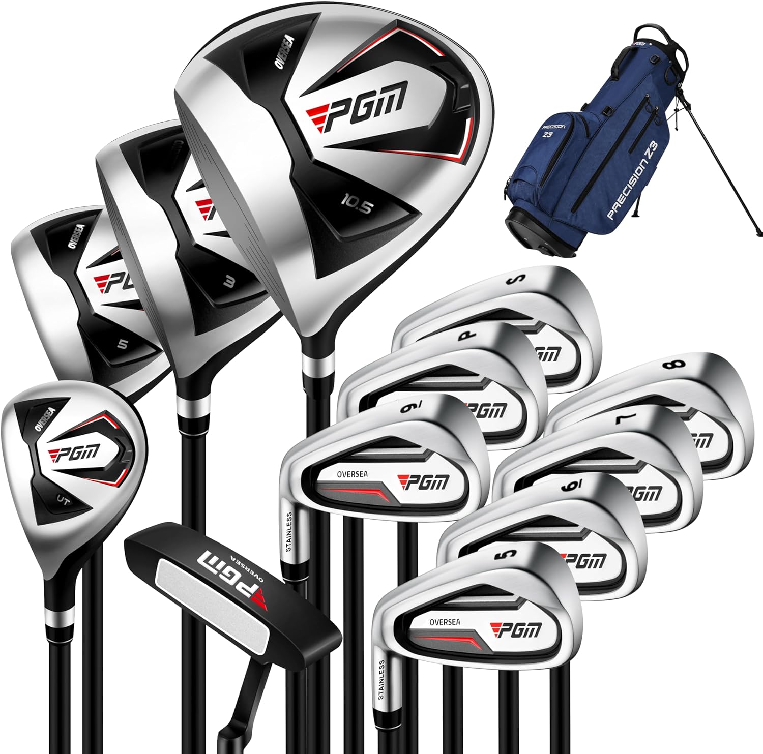 Amazon.com : PGM Men's Oversea Complete Golf Club Set with High-Strength Thin Face Design 460cc ...