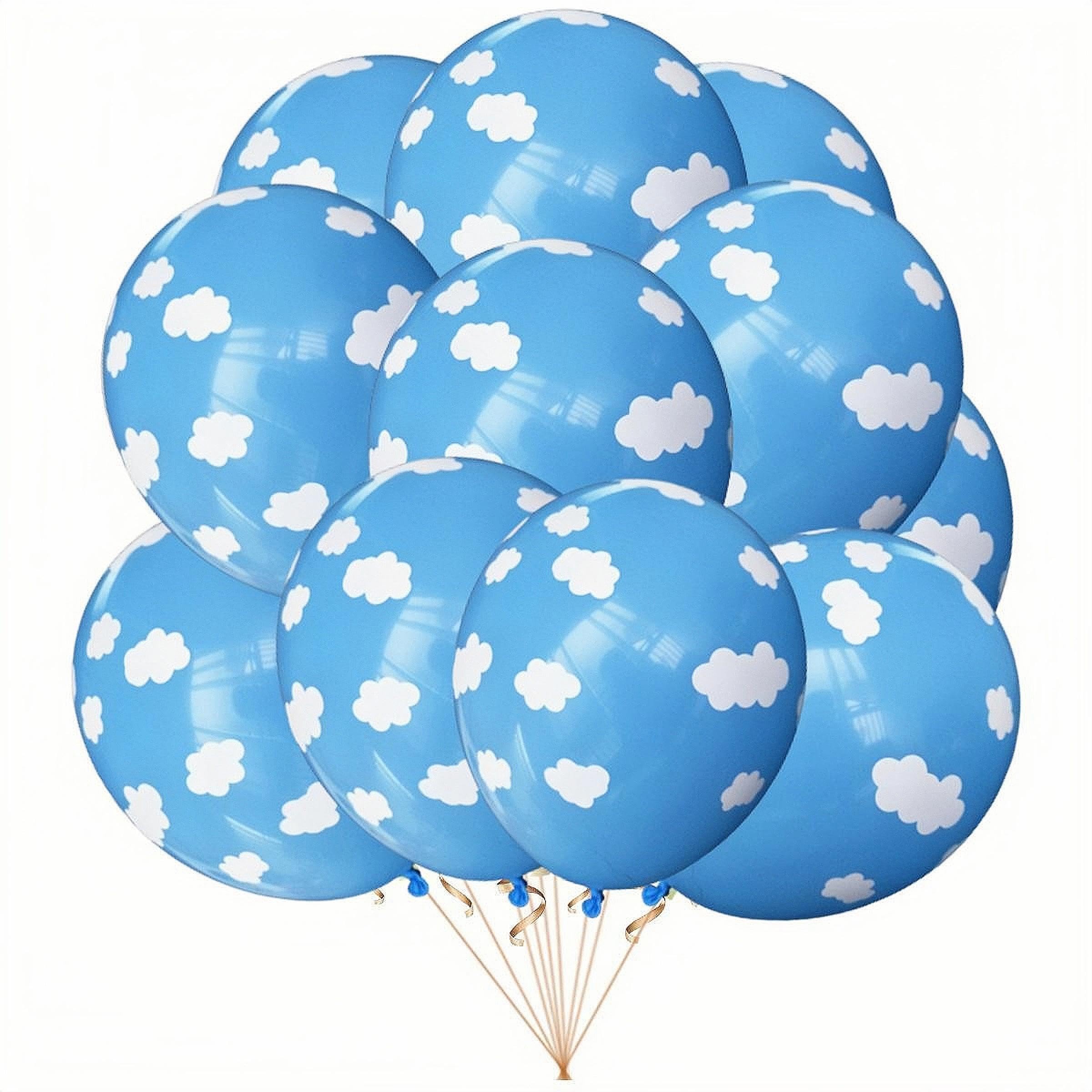 Amazon.com: iNINGER 18pcs Blue Latex Balloons White Cloud 12 inch ...