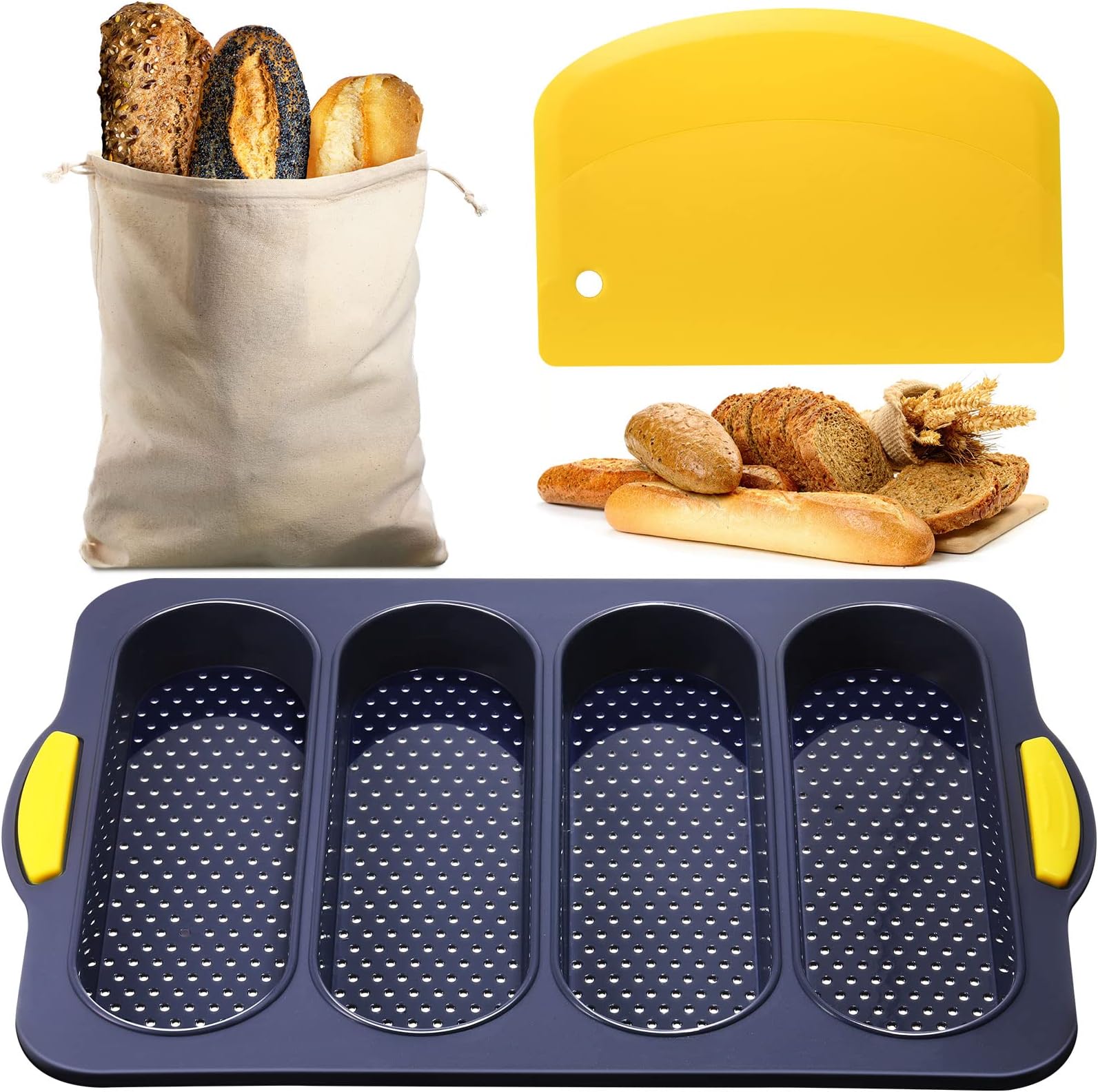 Amazon.com: WL Silicone Fiberglass Bread Bun Mold Non Stick Reusable ...