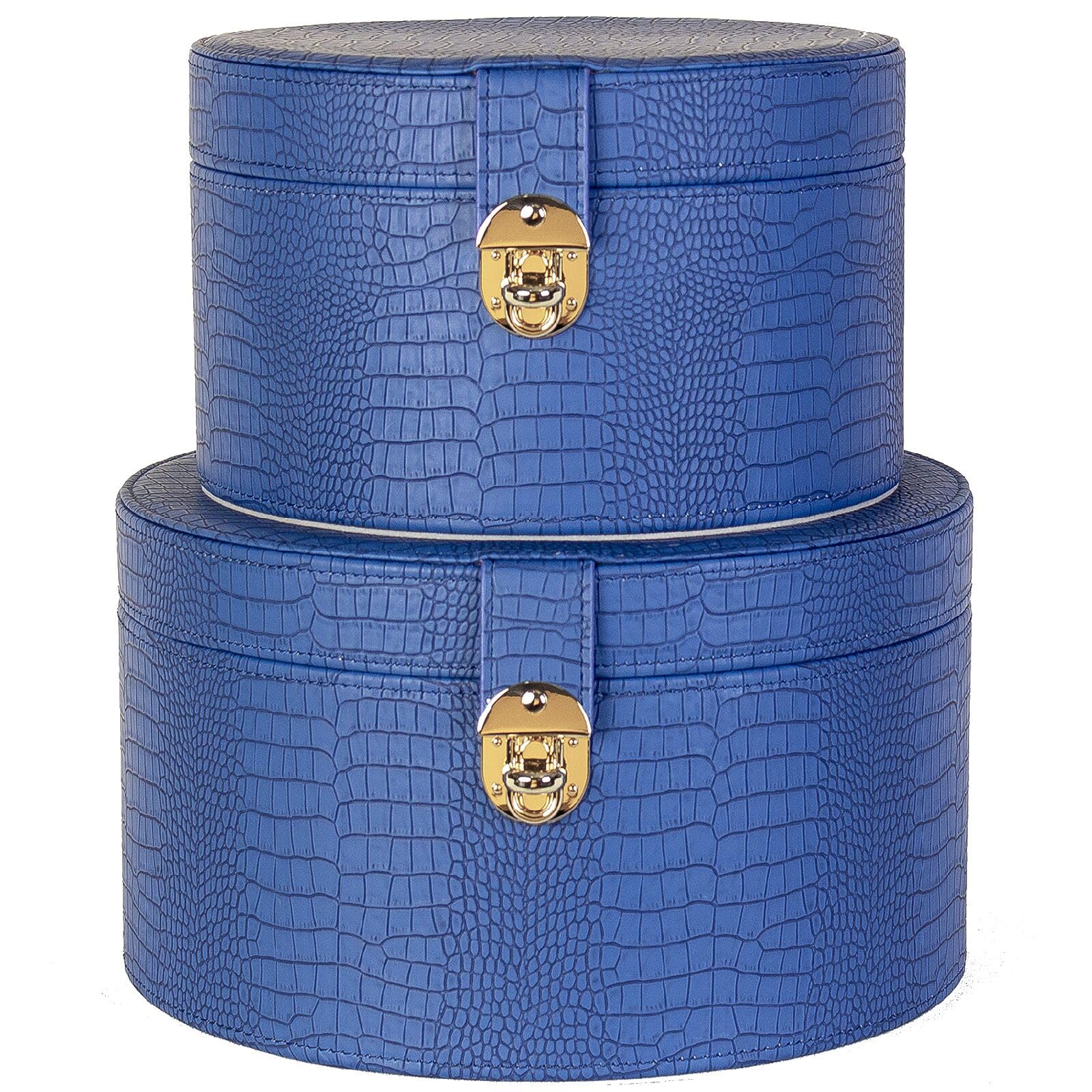 Amazon.com: ELPMD Royal Blue Faux Leather Box Set of 2 Decorative ...