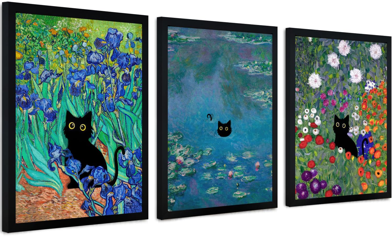 Amazon.com: Fantasy Artists Cat Wall Art, 3Pcs Framed Monet Wall Art ...