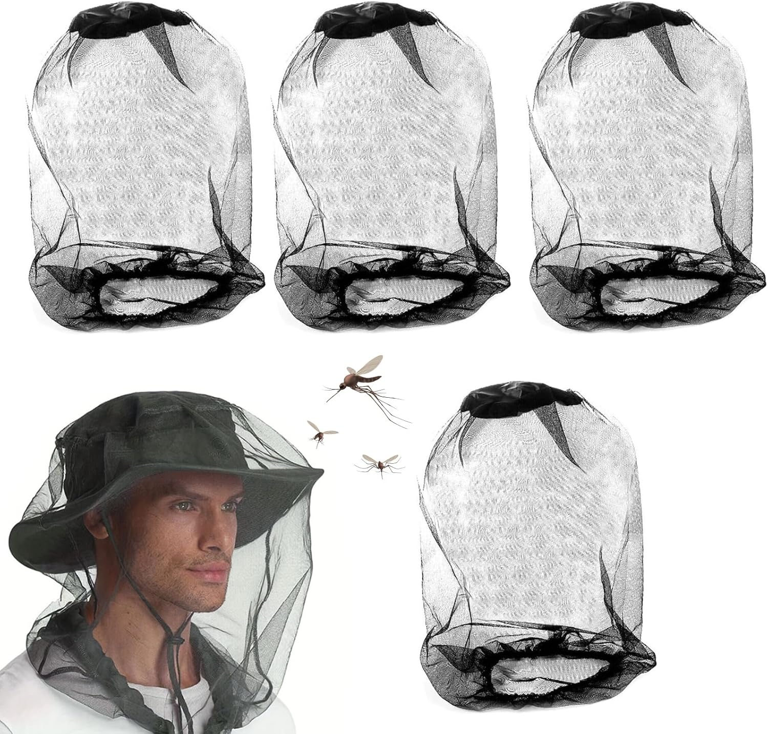 4 Pcs midge net, Mosquito Head Protecting Net, Fine Mesh Insect Netting ...