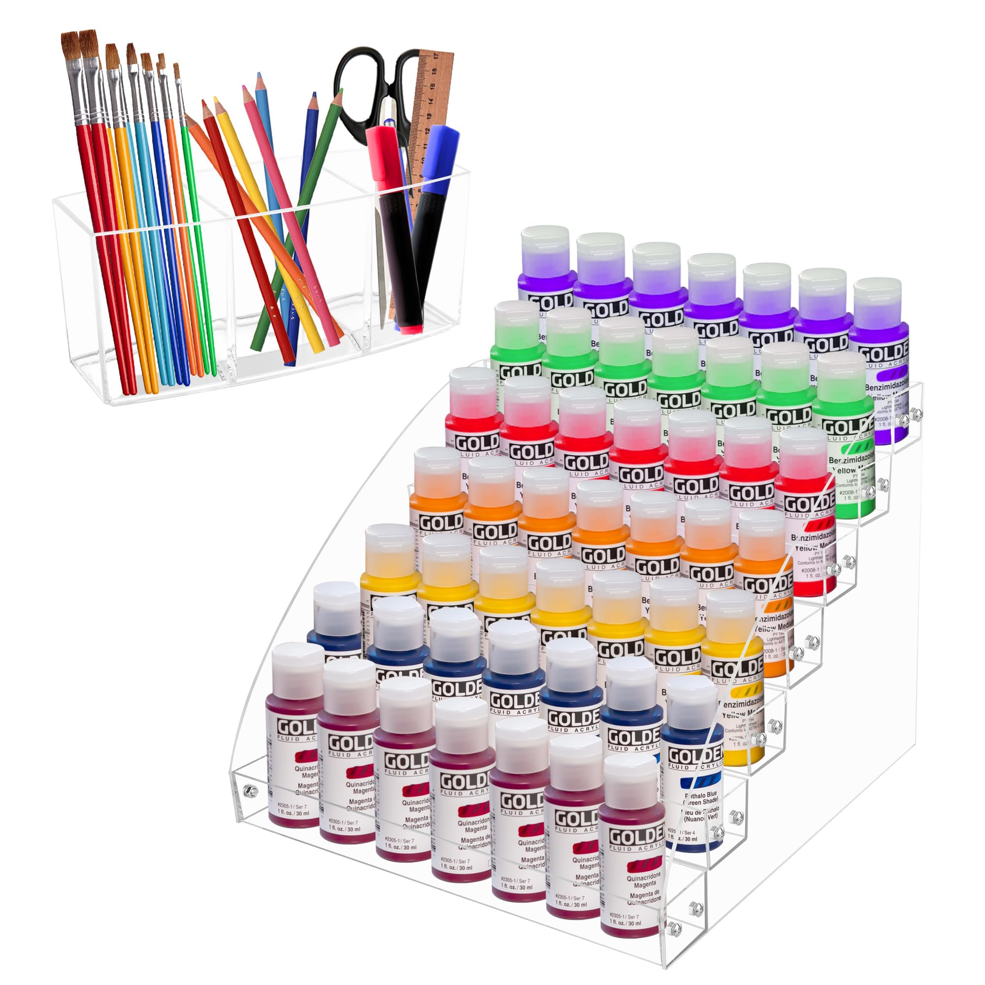 Amazon.com: KEJJNYER 7 Layers Acrylic Paint Organizers Set, Clear Paint ...