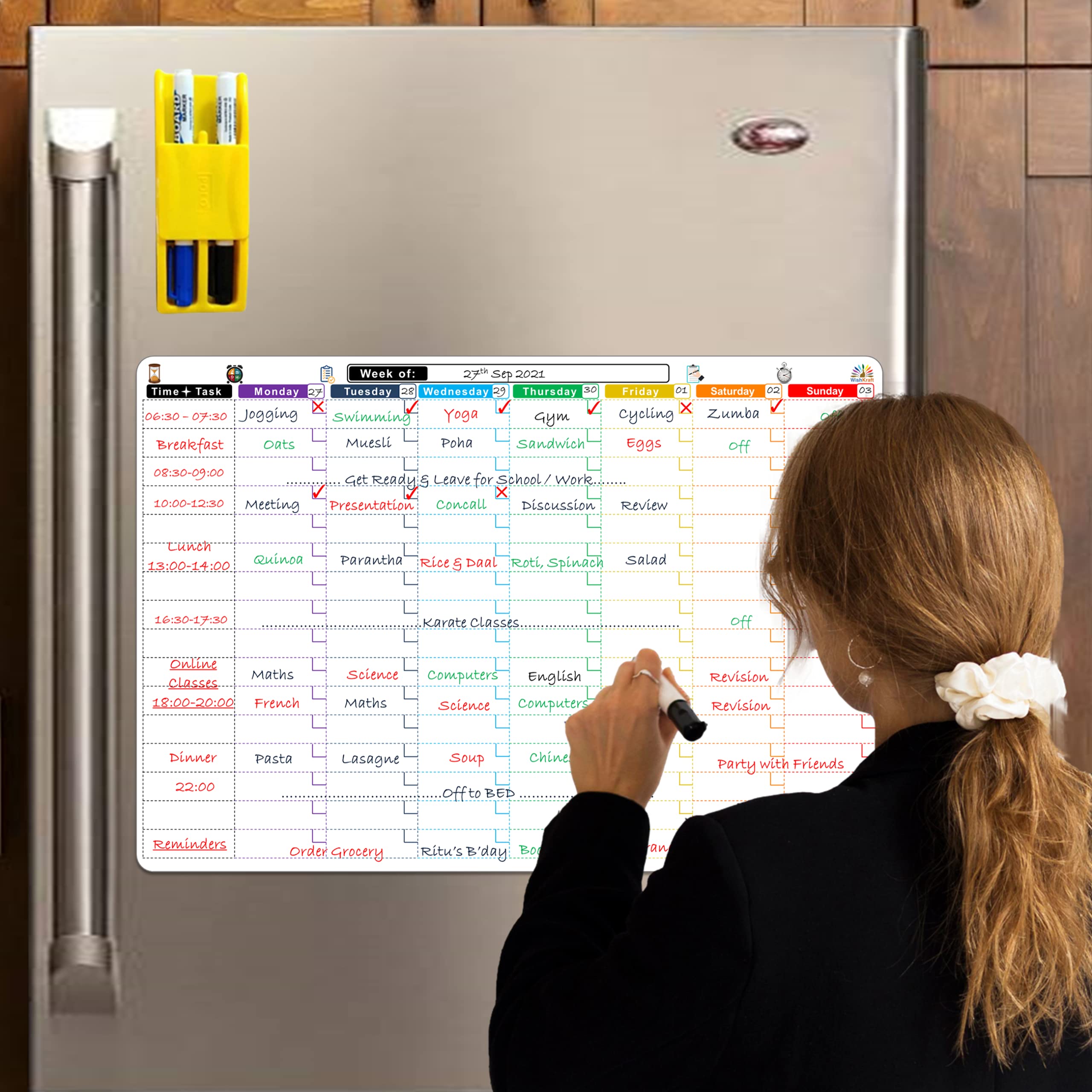 Buy WishKraft Magnetic Daily Routine Planner [18x12 inch] for Fridge ...