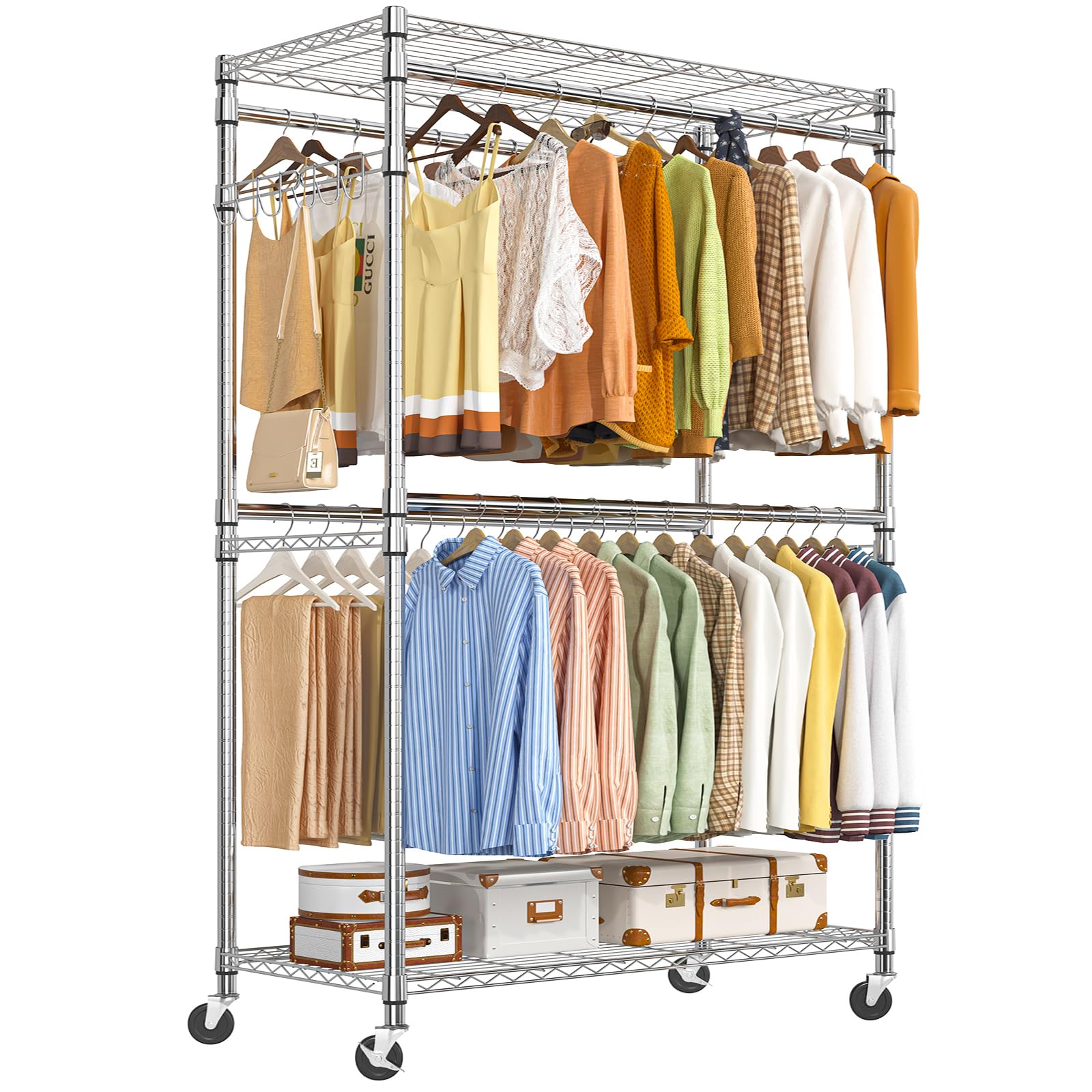 Amazon.com: Simple Trending Heavy Duty Clothing Clothes Rack Load 560 ...