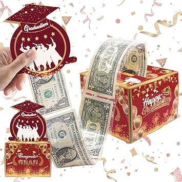 Amazon.com: Glodecart Graduation Money Box for Cash Gift Pull, Red ...