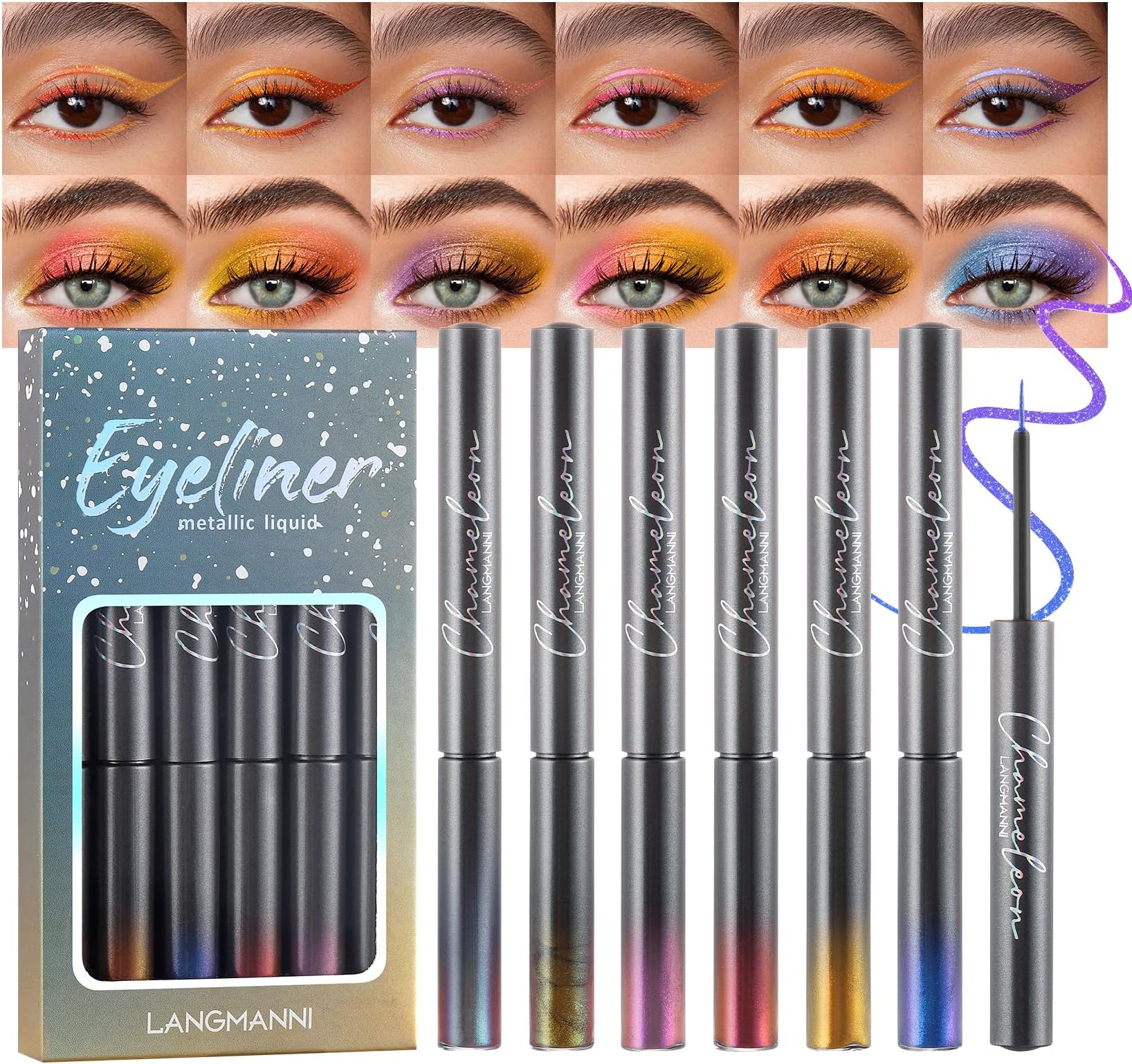 Amazon.com : Liquid Eyeliner,Waterproof Eyeliner,6 Colors Chameleon ...