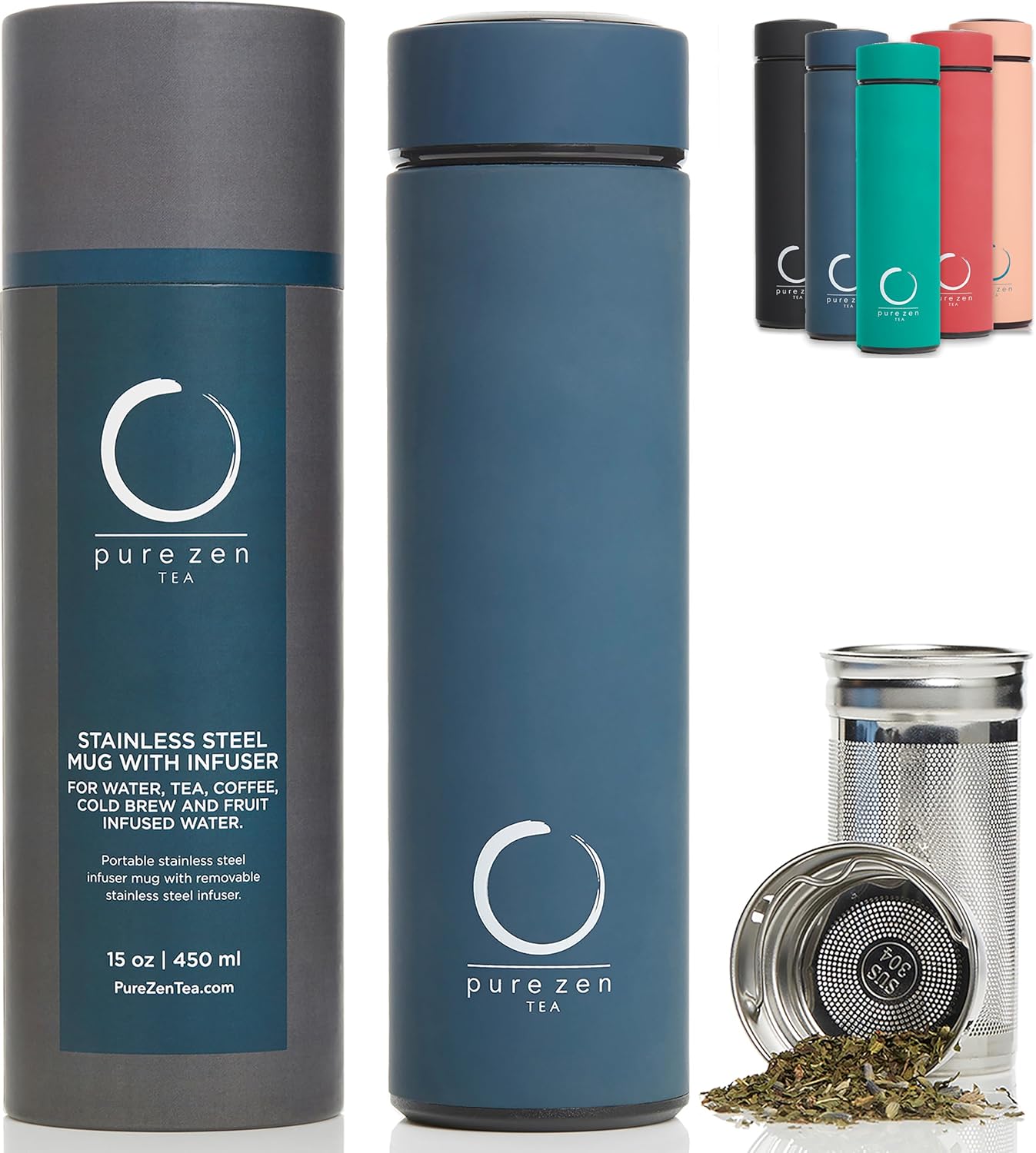 Amazon.com: Pure Zen Tea Thermos with Infuser for Tea, Coffee and Fruit ...