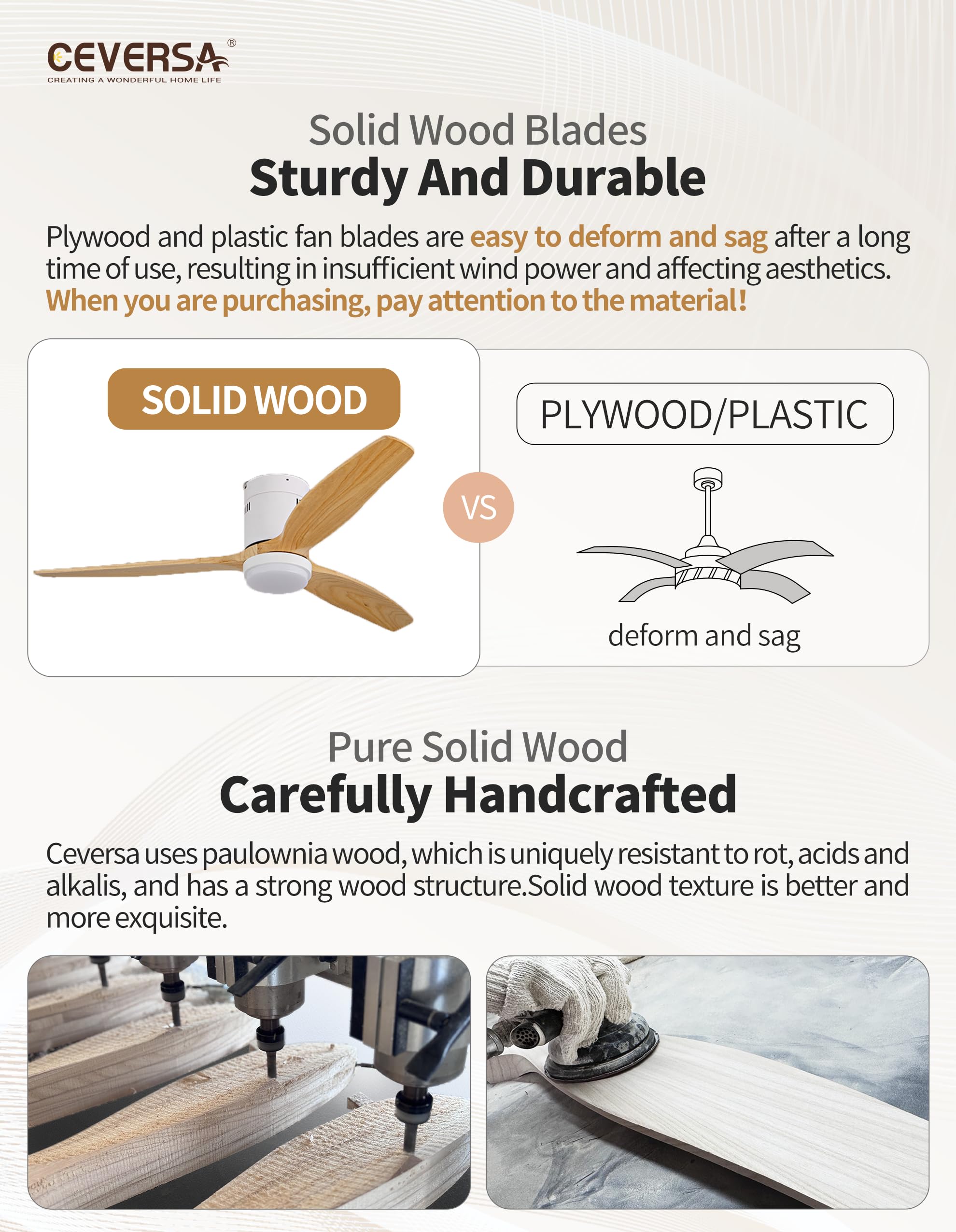 Snapklik.com : Ceversa 52 Inch Low Profile Ceiling Fans