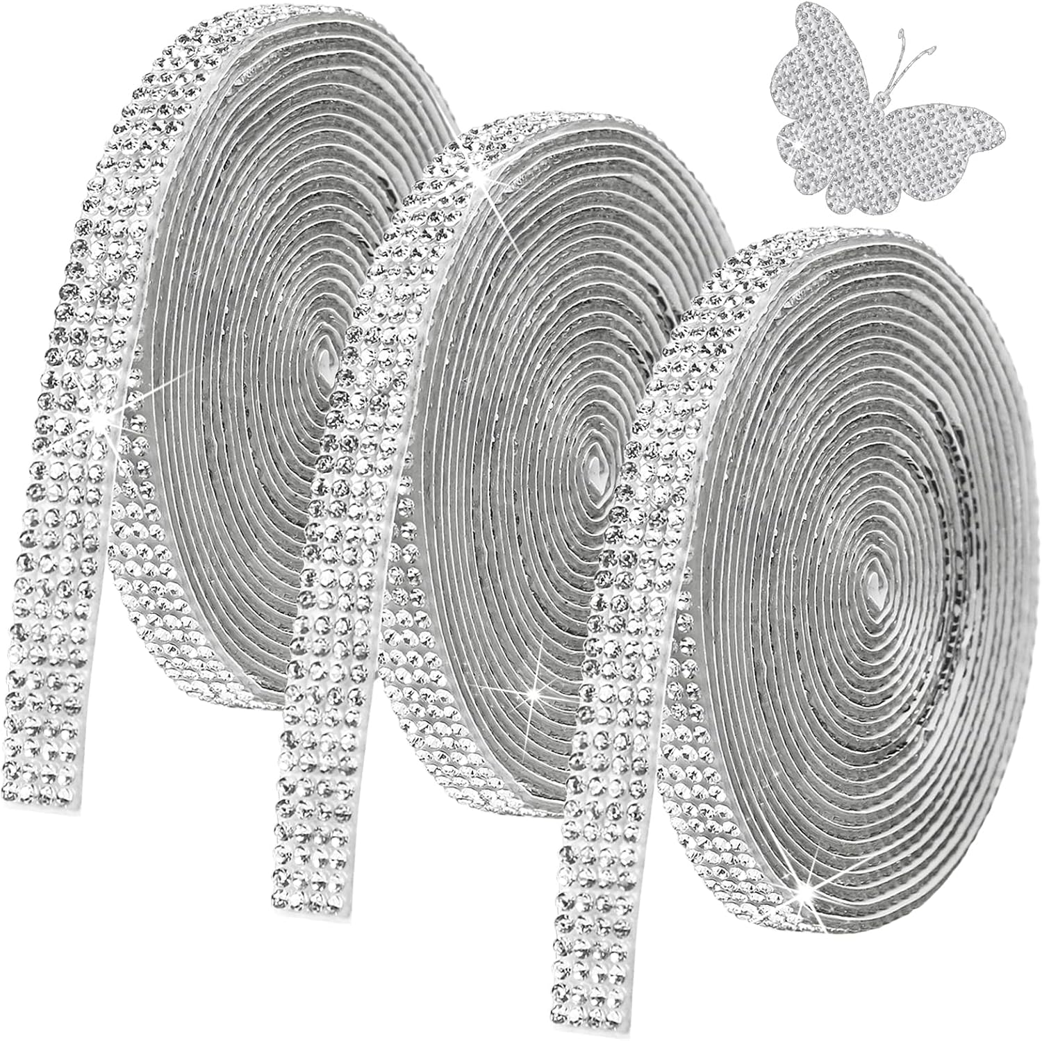 3 Pack 9mm Self Adhesive Rhinestone Strips, 9 Yards Resin Rhinestone ...