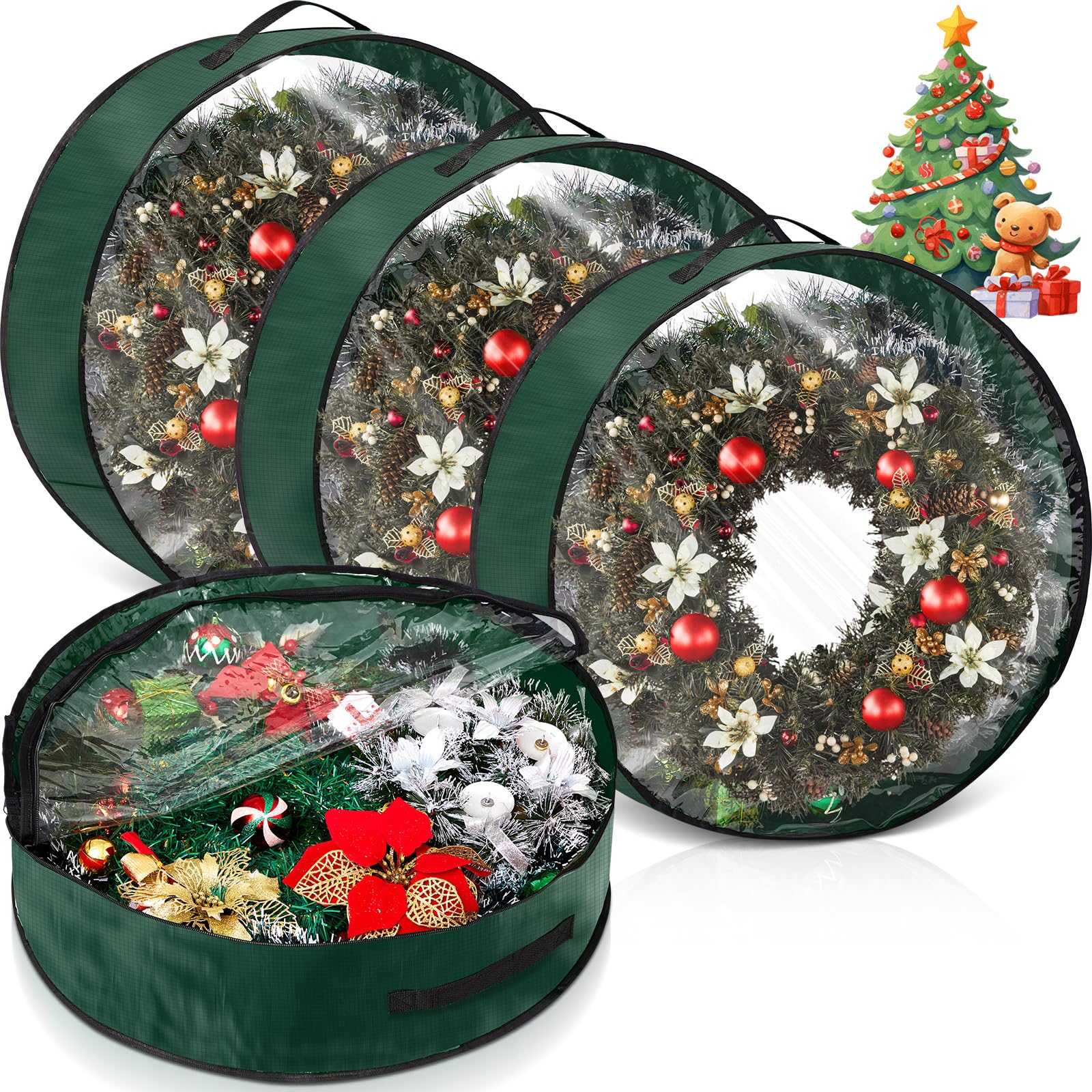 Amazon.com: GliCraft 4 Pcs Christmas Wreath Storage Bag, Christmas ...
