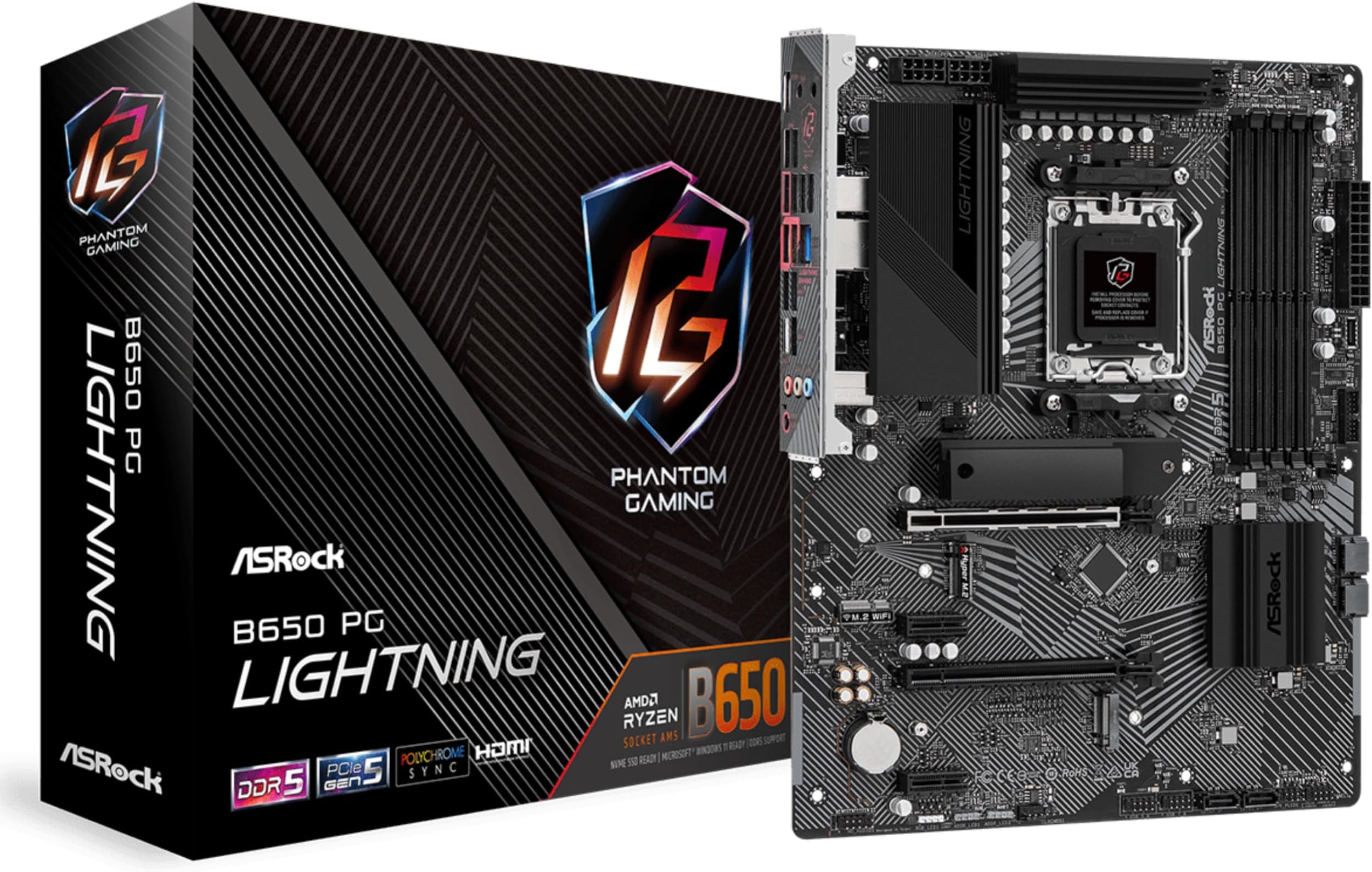 Amazon.com: ASRock B650M PG Lightning AMD Socket AM5 Ryzen9000/8000/ ...