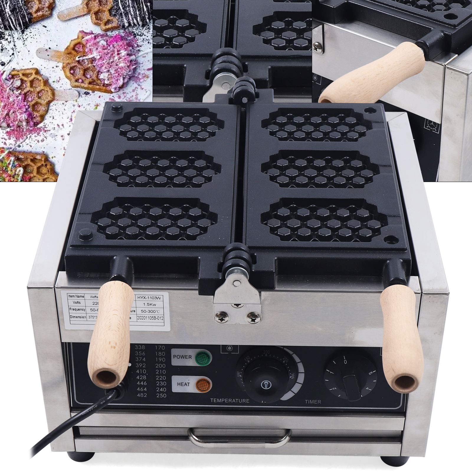 Buy Commercial Nonstick Electric 3pcs Honeycomb Waffle Pop Maker Iron ...