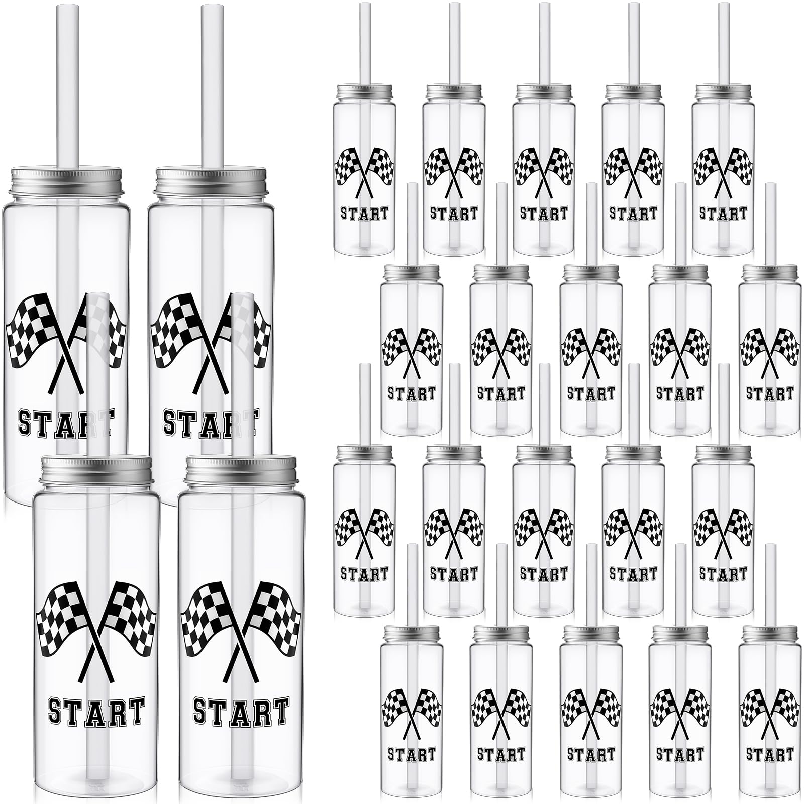 Amazon.com | Willinglong 24 Pcs 14 oz Race Car Themed Plastic Cup with ...