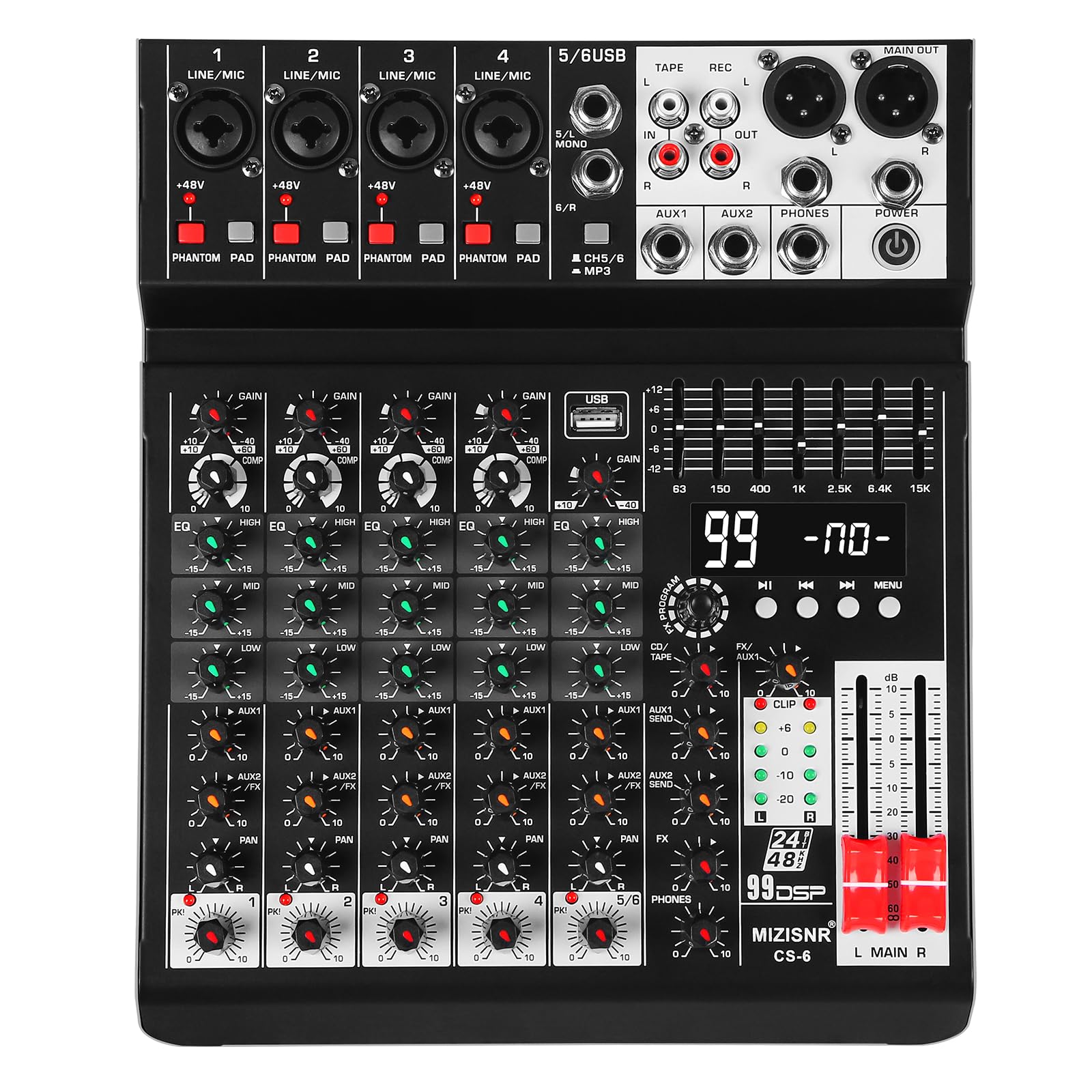 Snapklik.com : Audio Mixer 6 Channel Sound Mixer Console, Professional ...