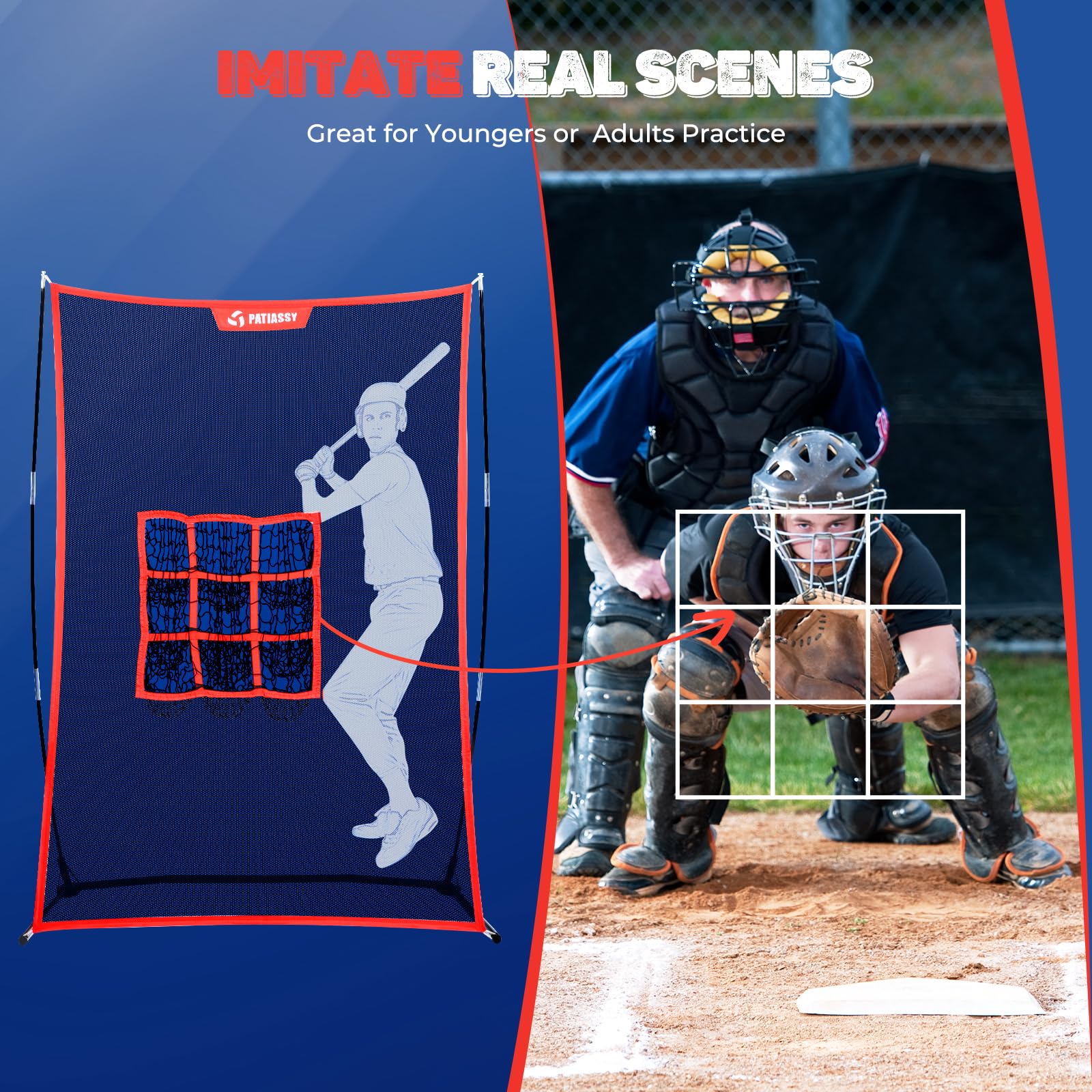 Patiassy 7 ft x 7 ft Baseball Softball Hitting Pitching Practice Net ...