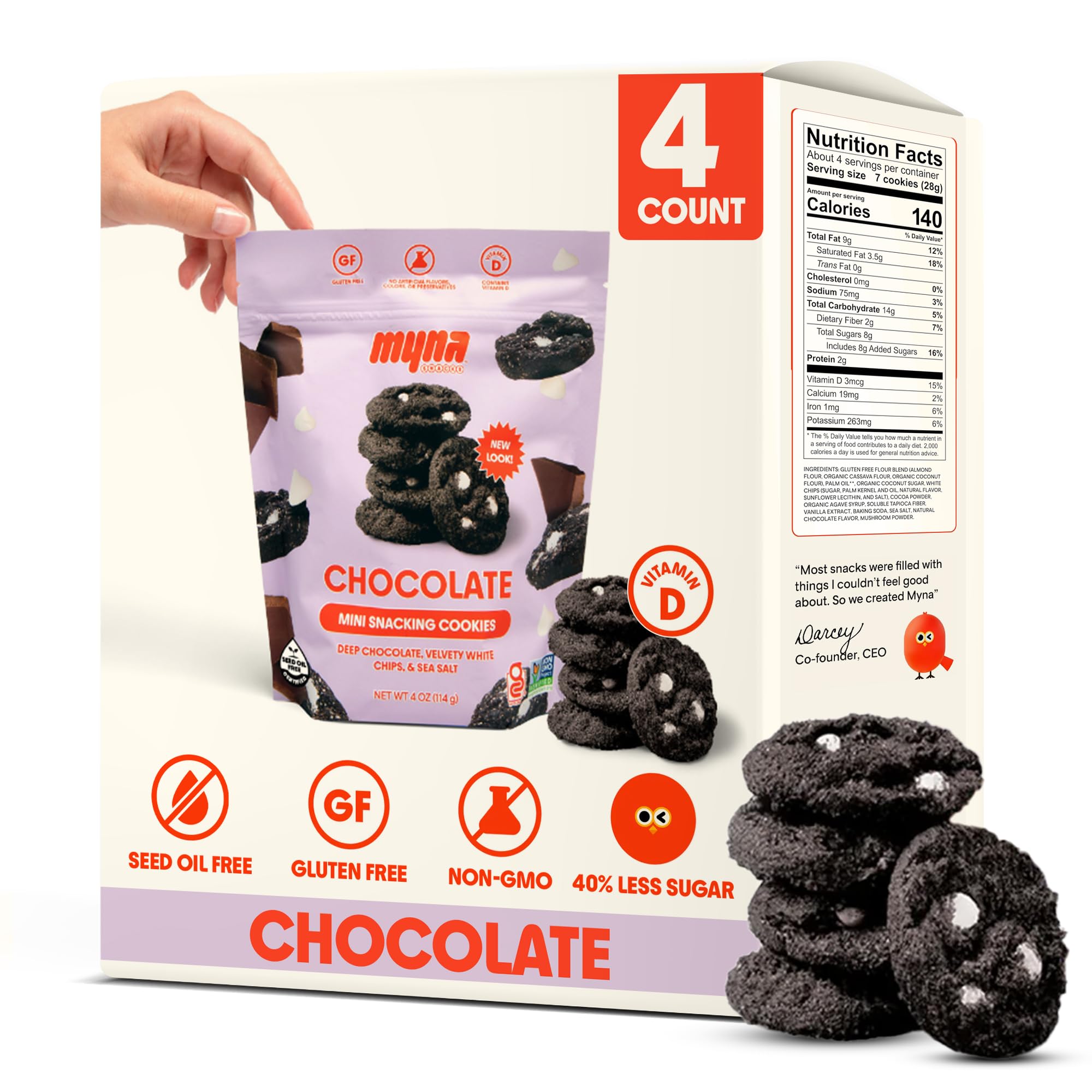Myna Snacks Midnight Mini Snacking Cookies - Seed Oil Free Snacks ...
