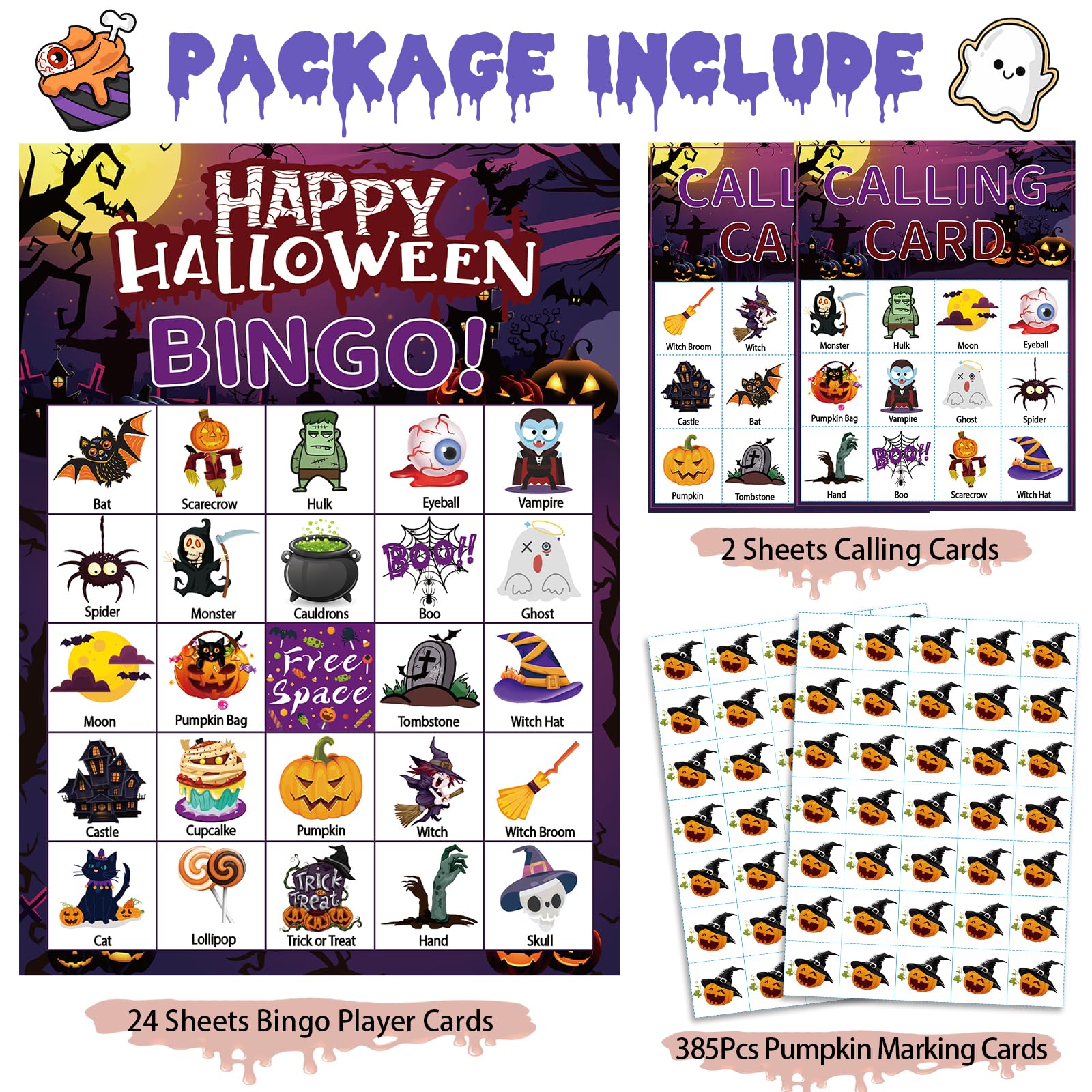 Snapklik.com : Halloween Bingo Game Cards For Adults, 24 Players ...