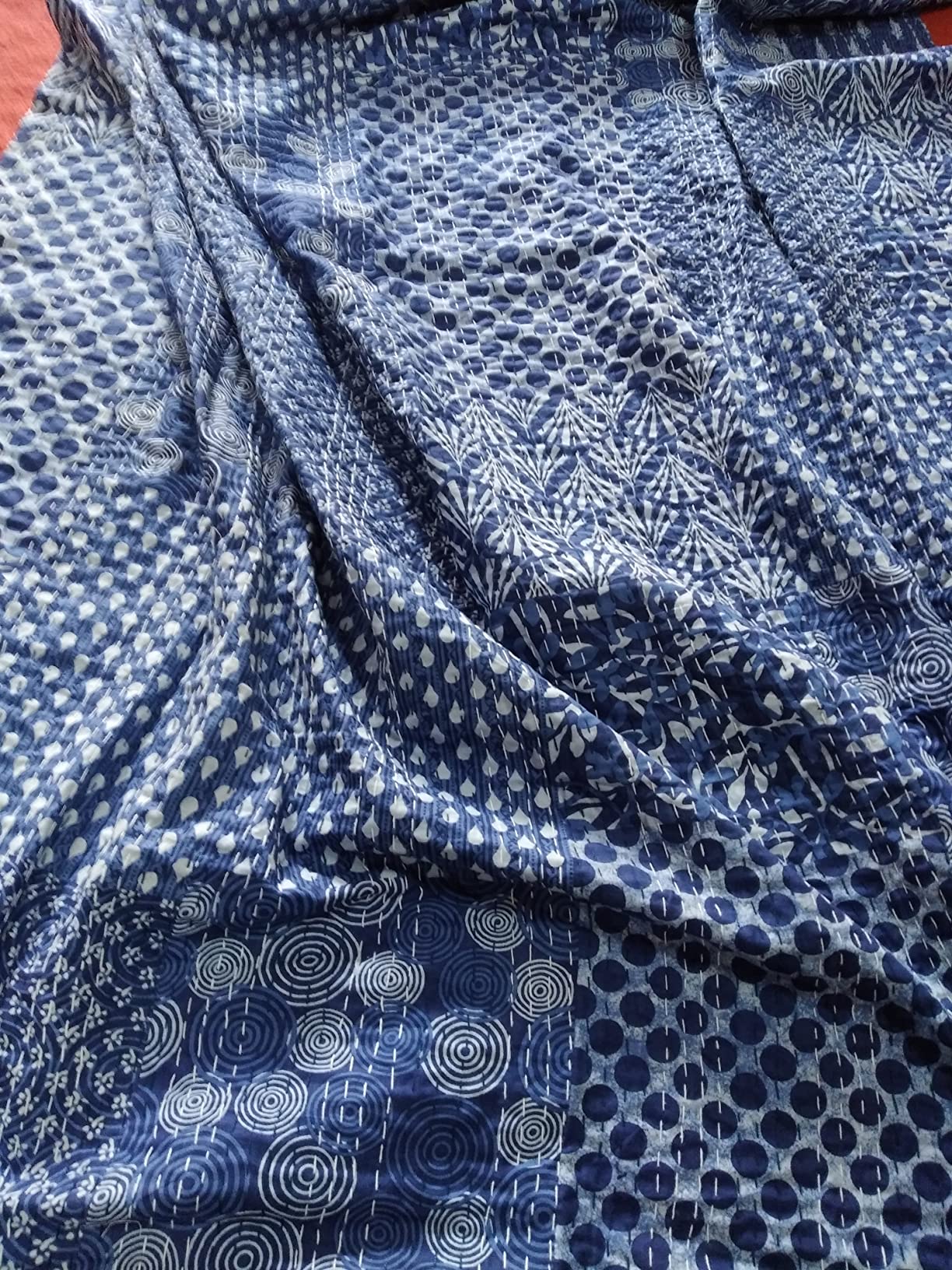 Buy Kirti Textile and Handicraft Indigo Patchwork Kantha Quilt Twin ...