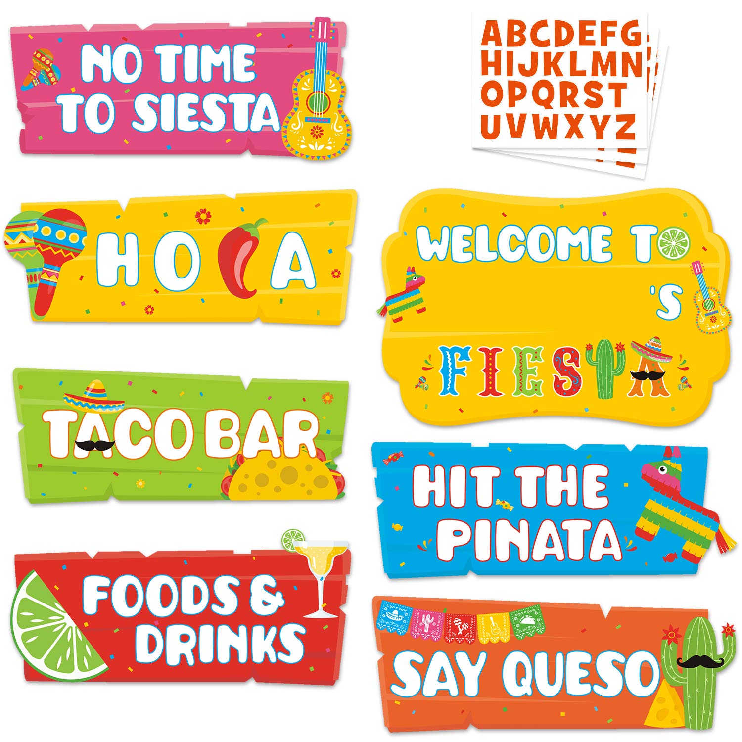 Buy Mexican Fiesta Party Signs, Lets Fiesta Taco Bar Fiesta Happy ...