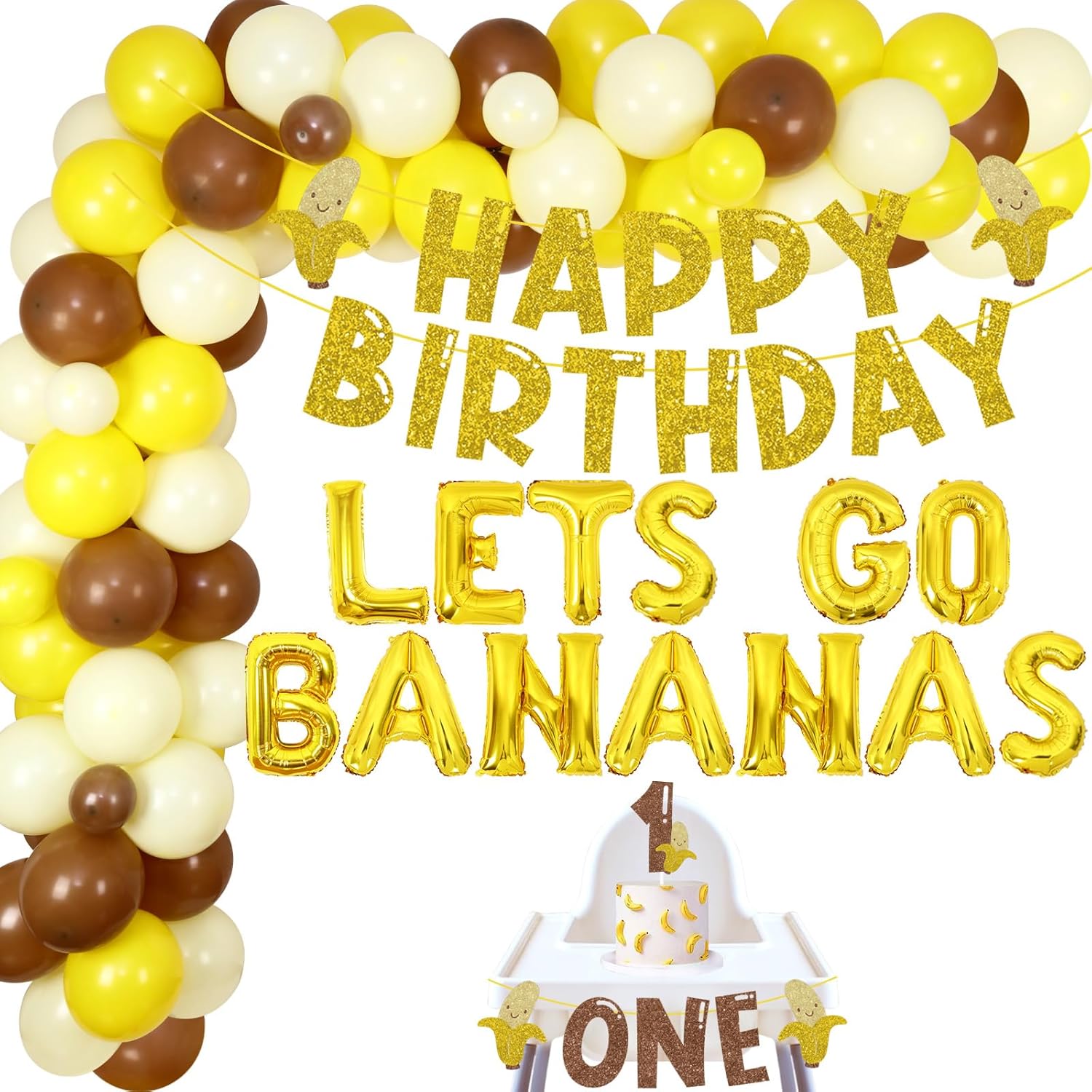 Amazon.com: Cheereveal Banana Decorations - Yellow Balloon Garland Kit ...