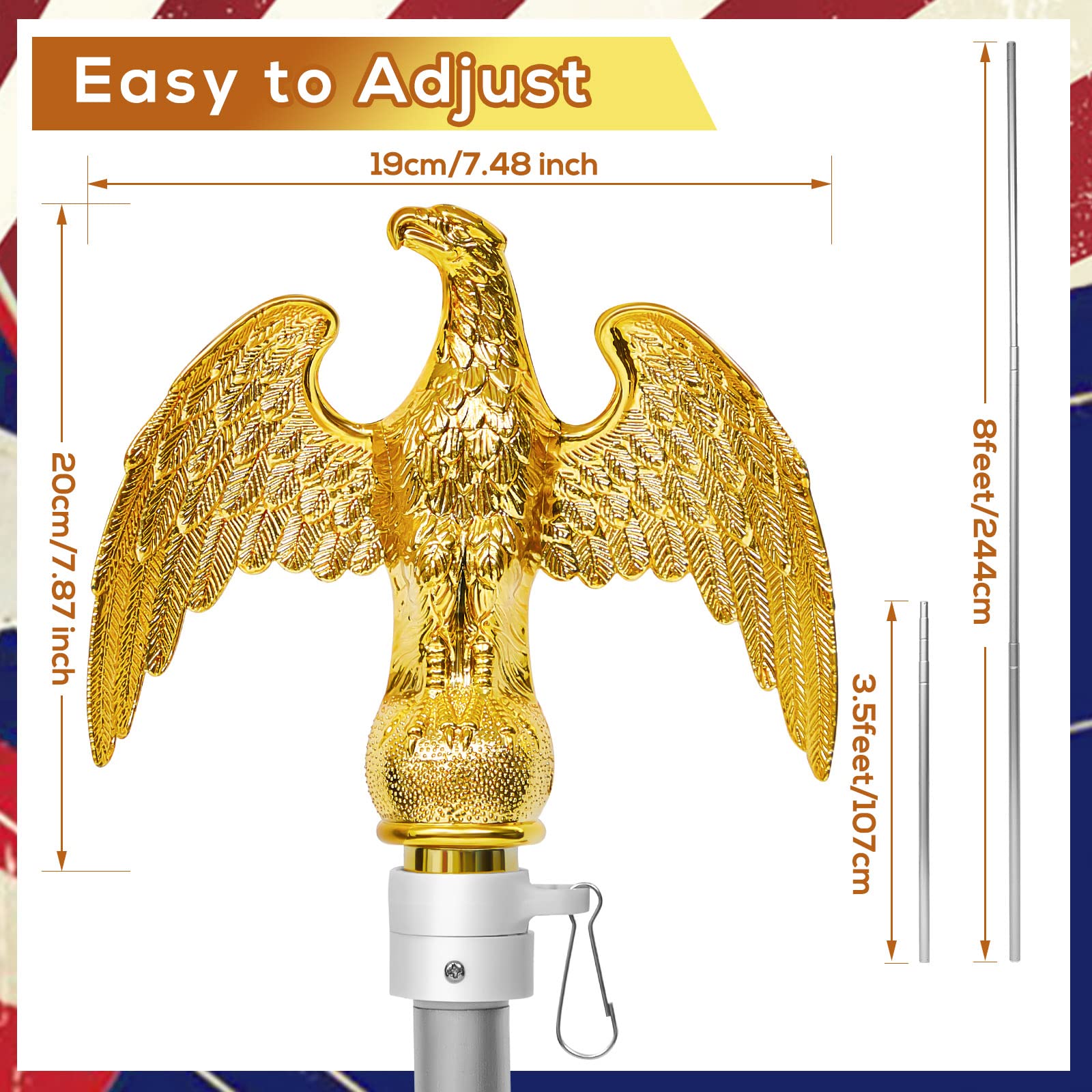 Shimeyao 2 Pack 8 ft Indoor Flag Pole Set Indoor Flag Pole with Base ...