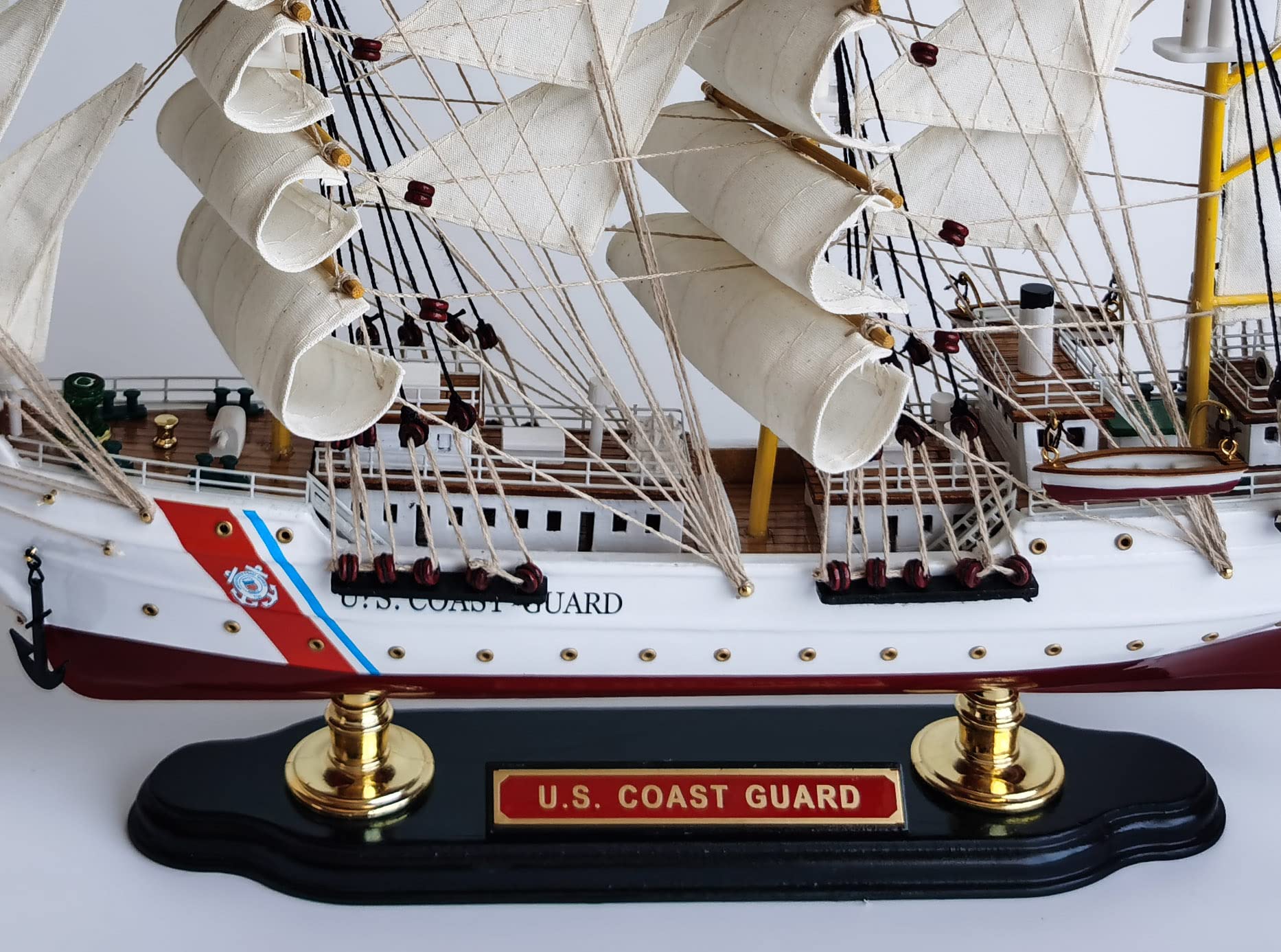 SAILINGSTORY Wooden Model Ship US Coast Guard Eagle Barque Ship Model ...