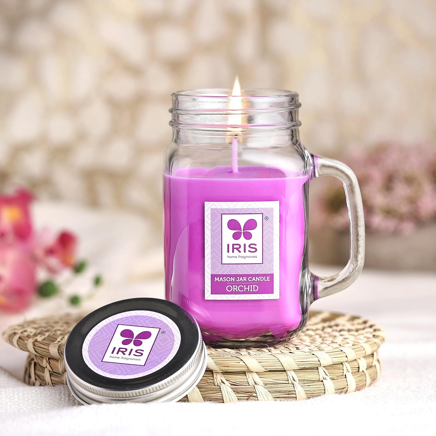 Iris Home Fragrances Orchid Mason Jar Candle- 310gm- Burn time 40hrs : Amazon.in: Home & Kitchen